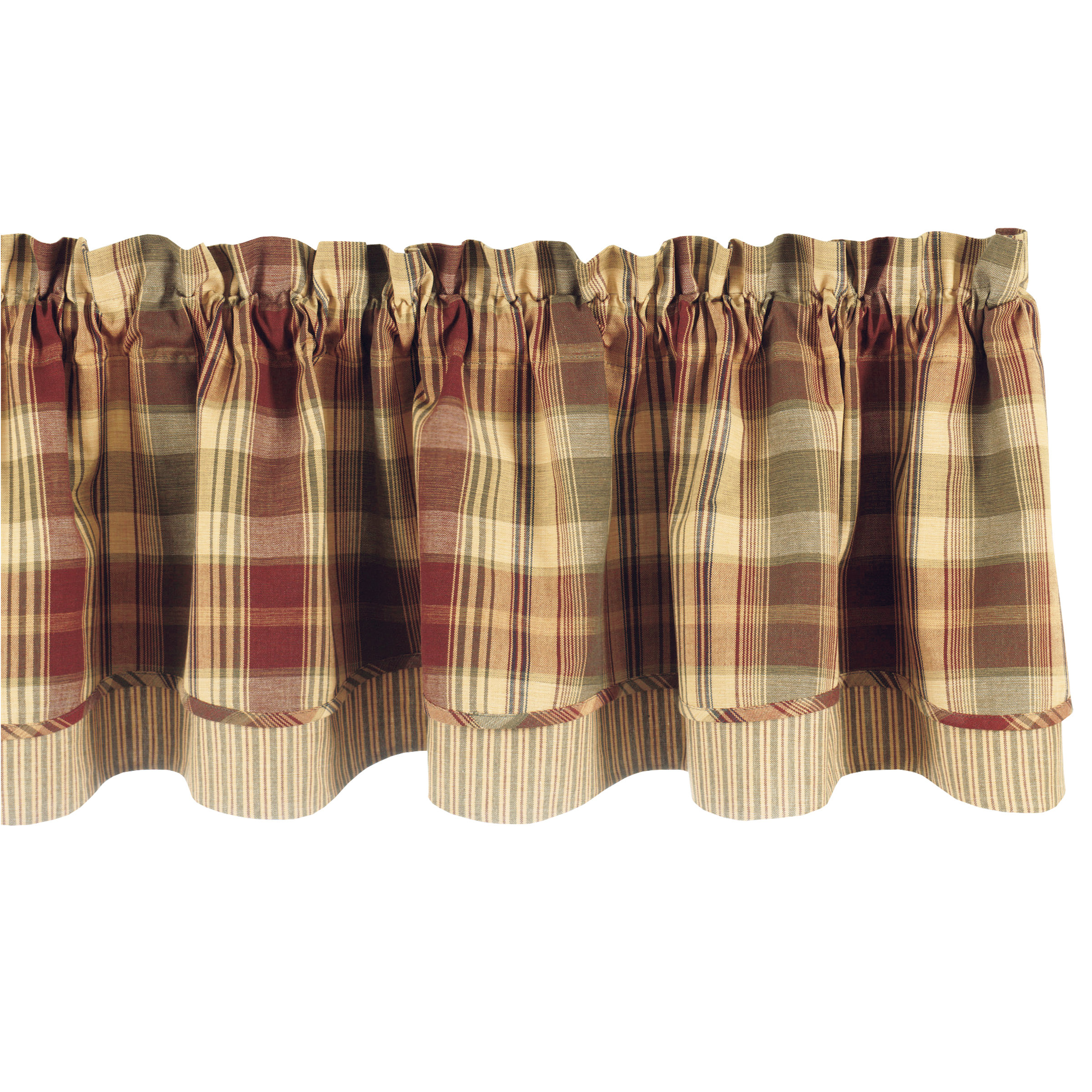 August Grove® Alcinia Plaid Cotton Tailored Window Valance in Red/Green ...