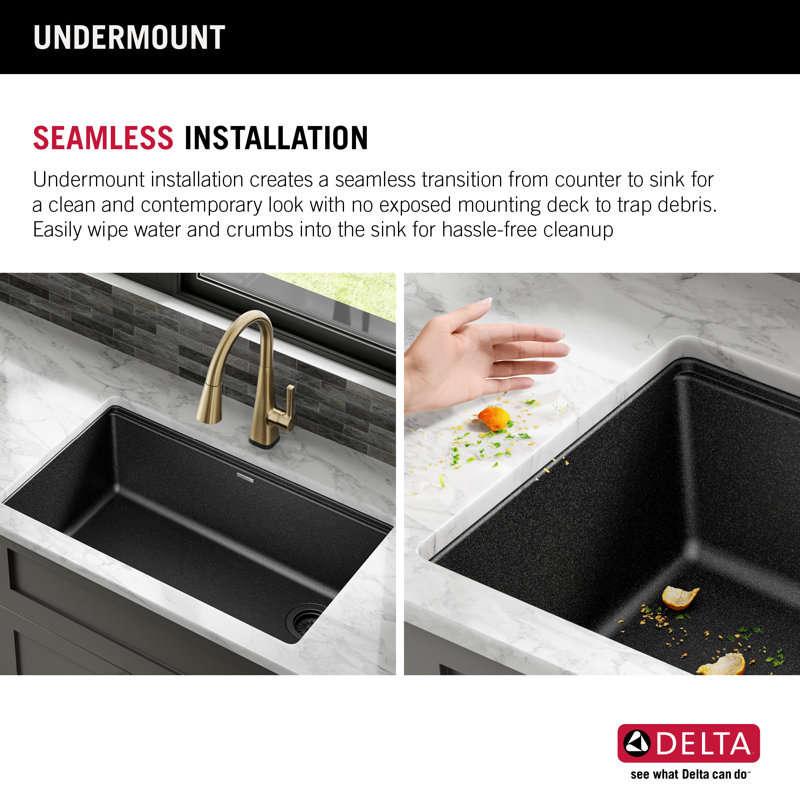 Delta Everest™ 32" L Granite Composite Workstation Kitchen Sink ...