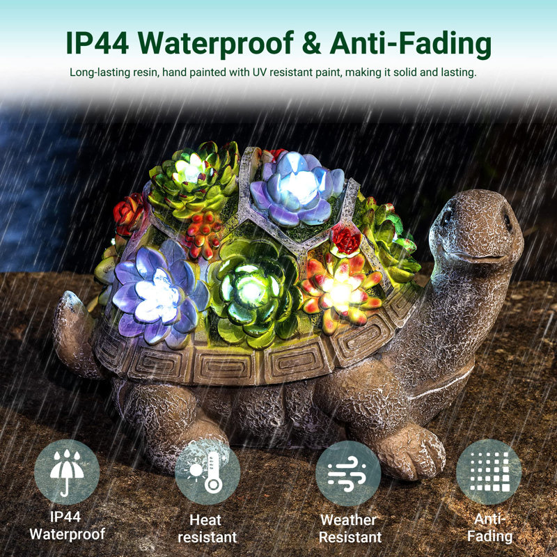 Bayou Breeze Solar Garden Statue Outdoor Turtle Lamp, Courtyard Outdoor ...