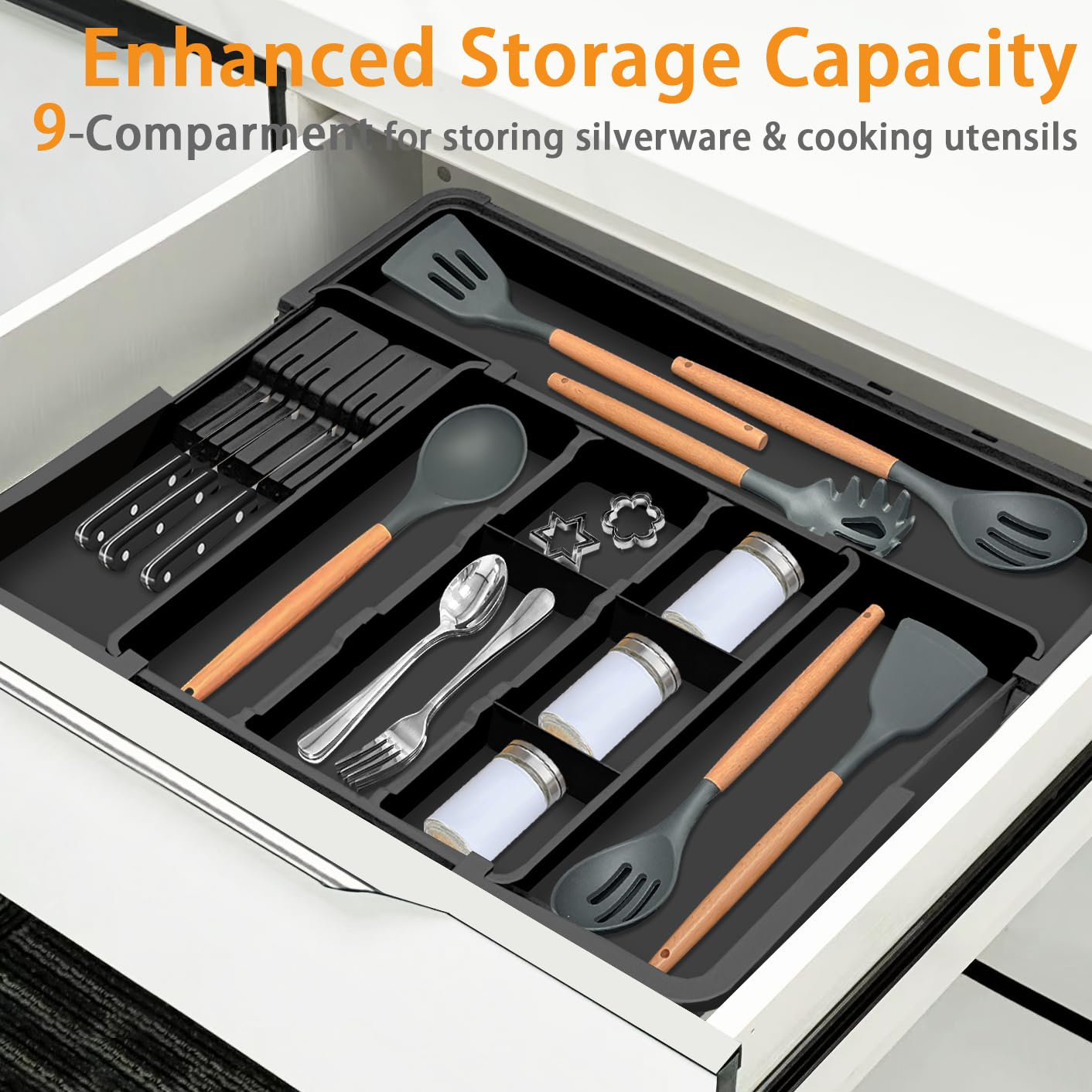 Prep & Savour Utensil Organizer For Kitchen Drawer, Expandable Large ...