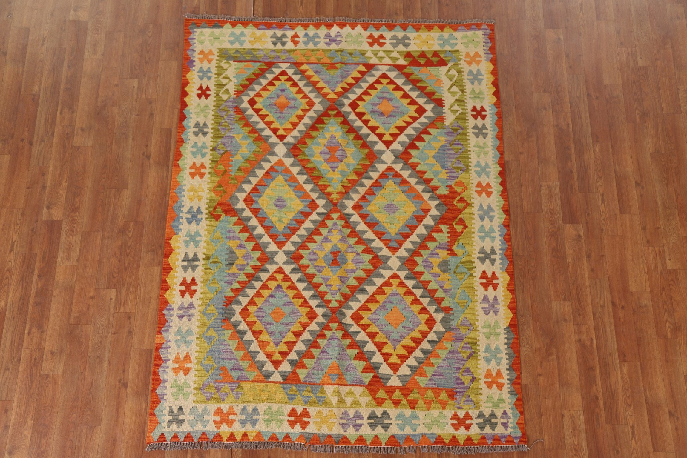 Dakota Fields Reversible Wool Kilim Oriental Area Rug 5x7 | Wayfair