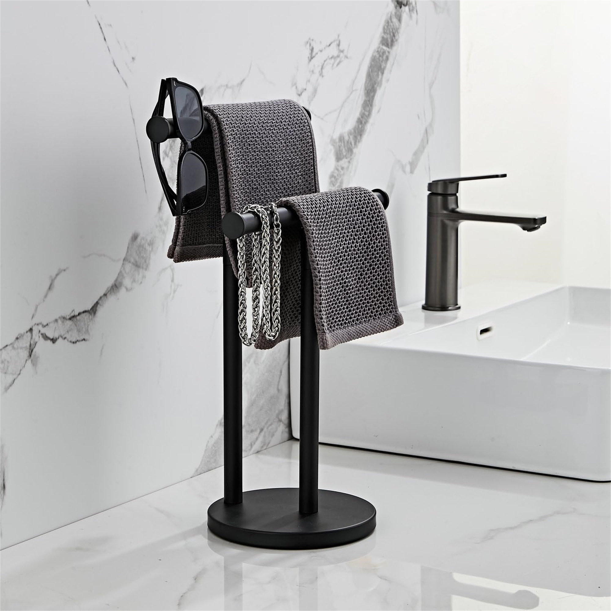 SUBORM Bathroom Countertop Towel Rack, Hand Towel Rack, Double T Hand ...