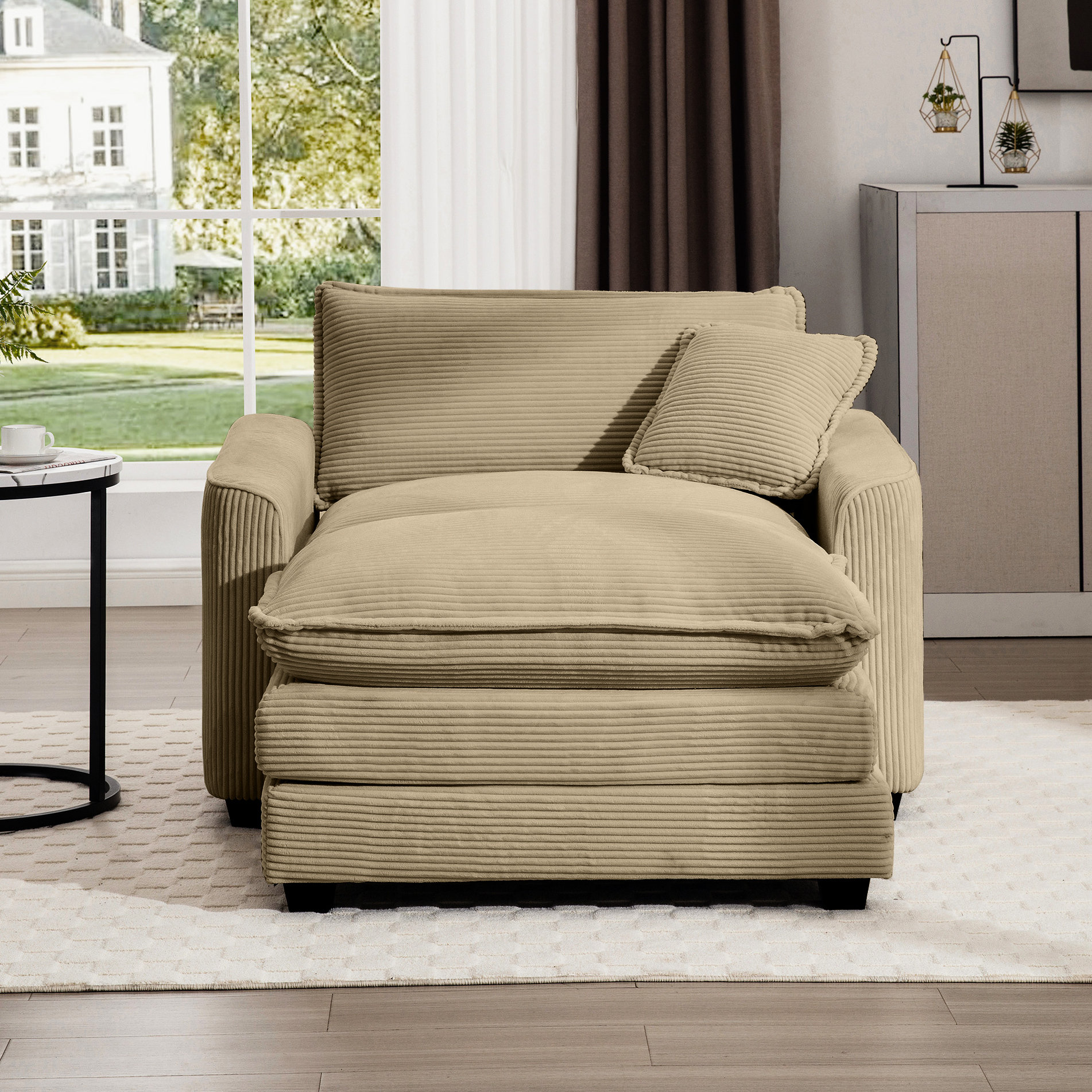 George Oliver Tan Corduroy 1 With Footstool. Combines Classic & Modern ...