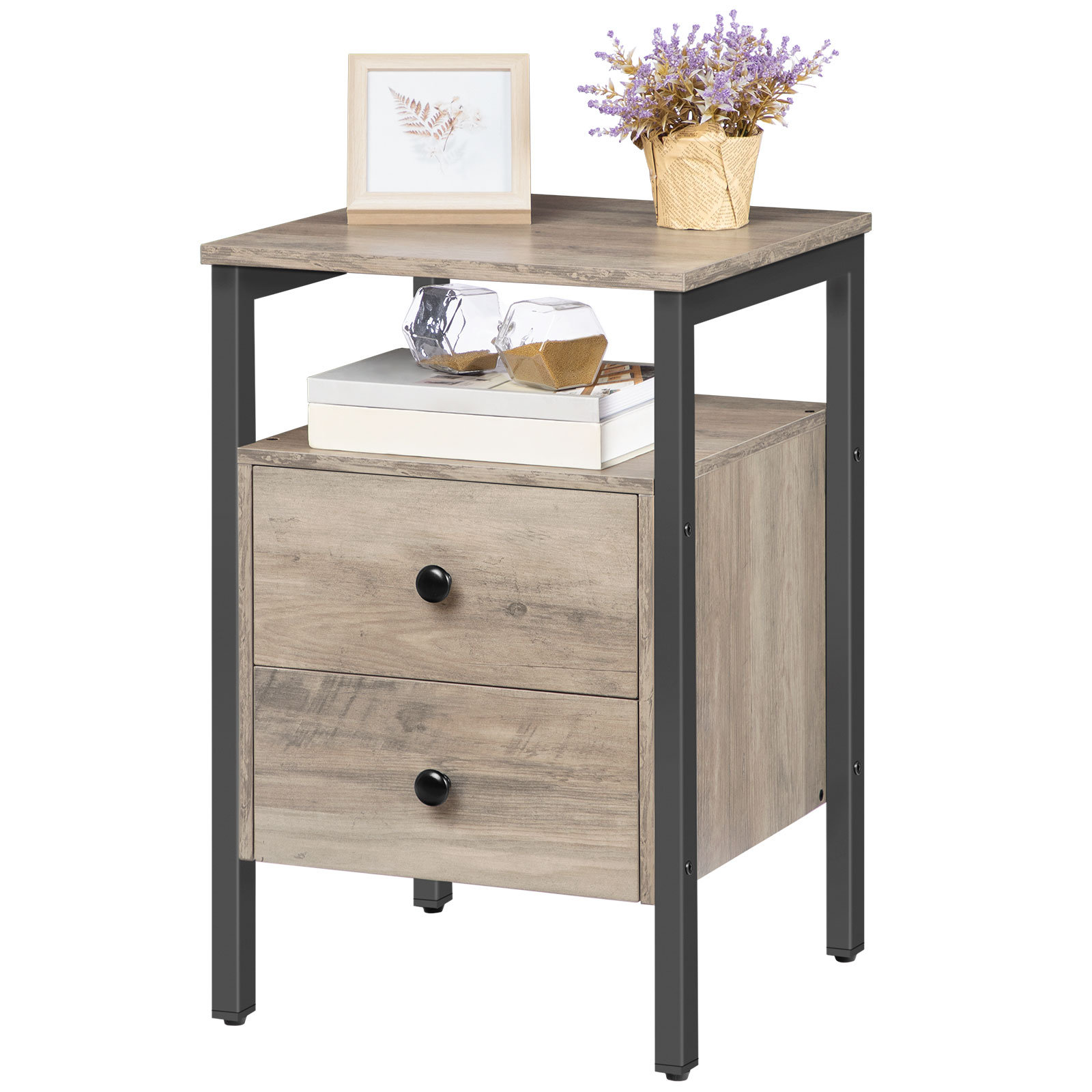 17 Stories Keaster 2 - Drawer 24" Tall Iron Nightstand with Storage ...
