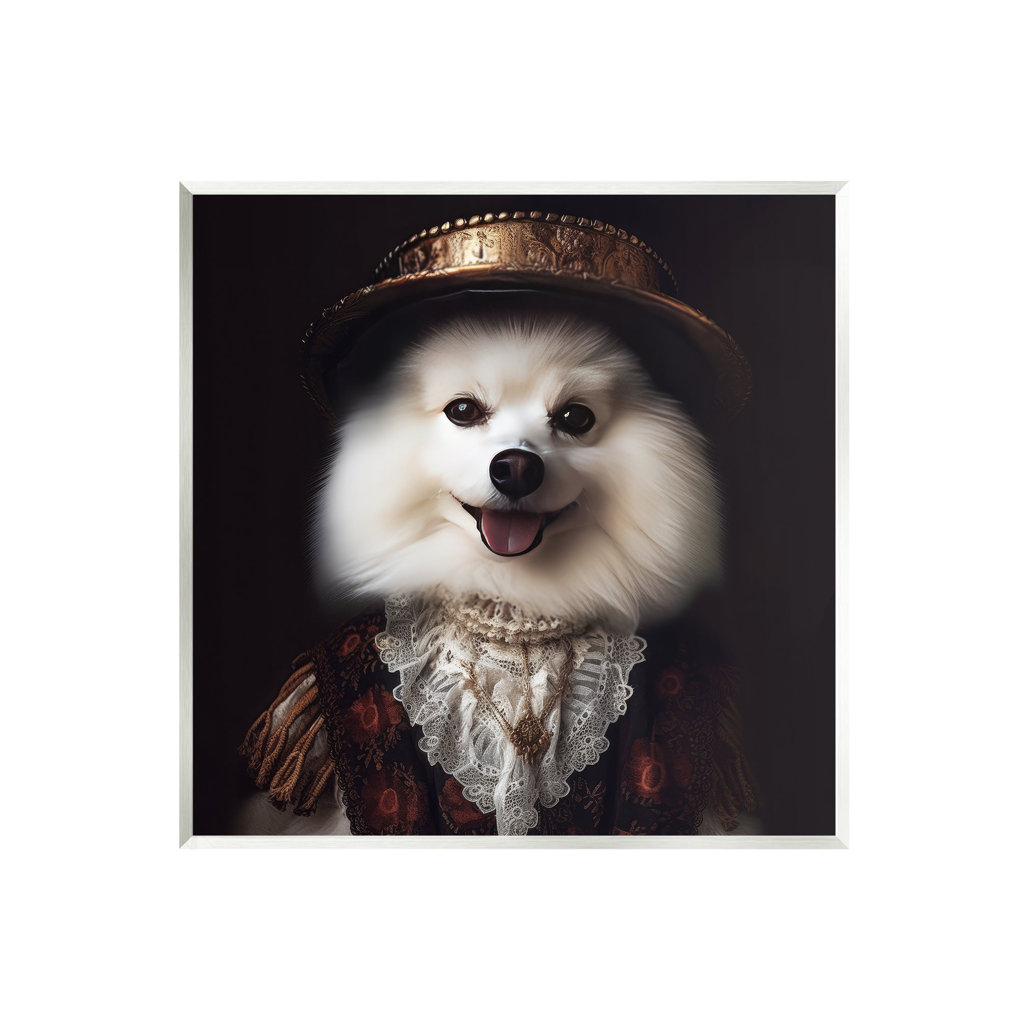 Stupell Industries Charming White Dog Outfit Wall Plaque Art by Lazar ...