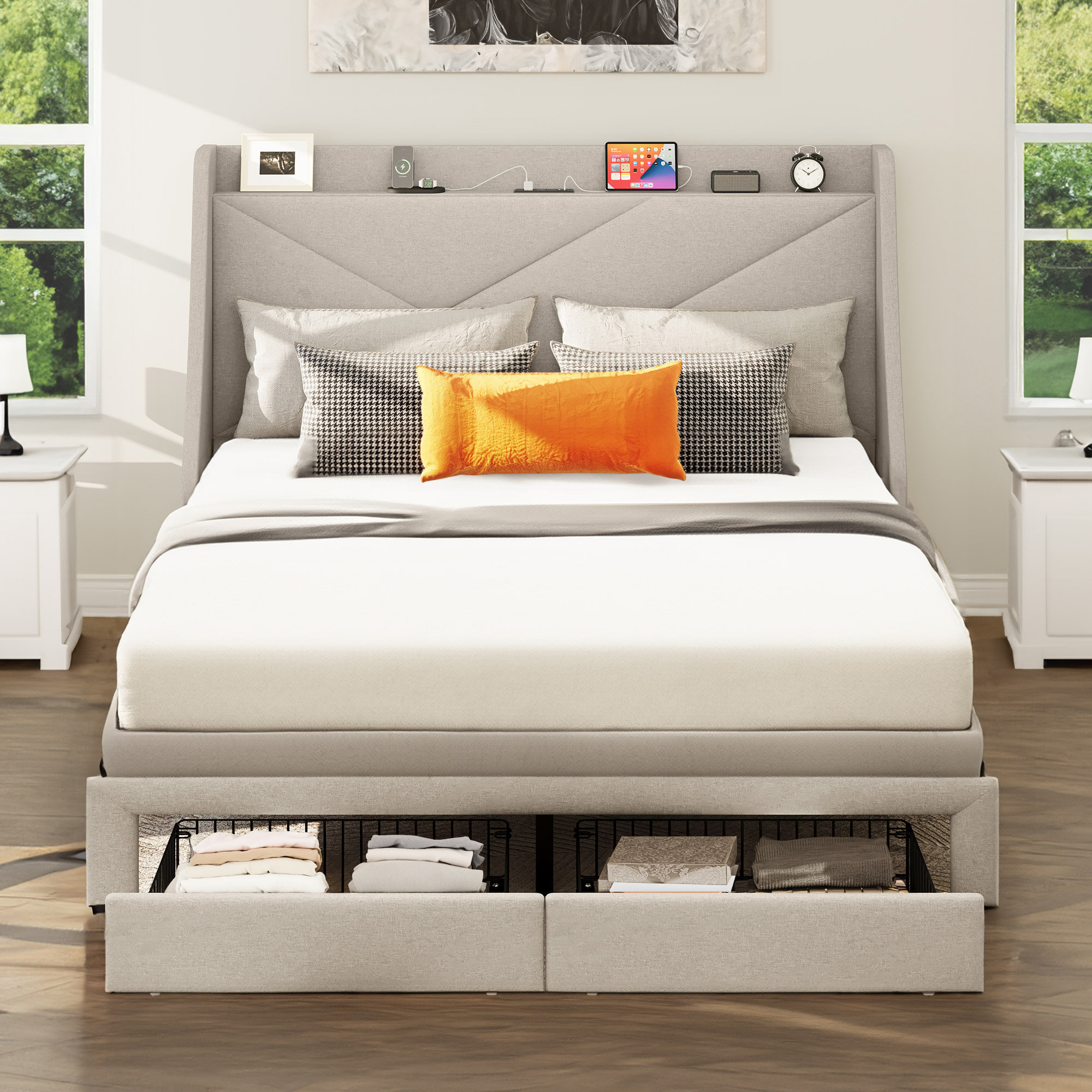 Wrought Studio Keala Upholstered Wingback Storage Bed - Wayfair Canada