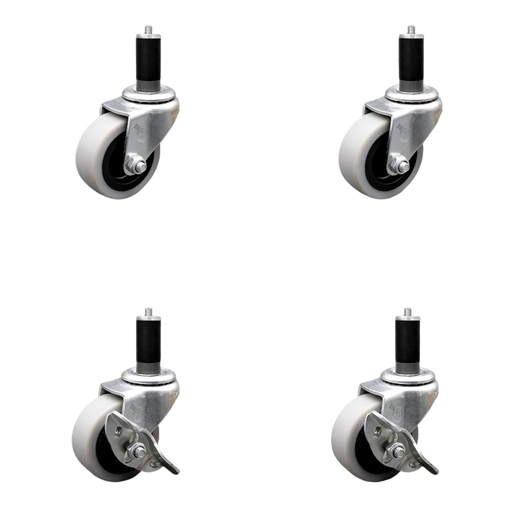 Service Caster 4 Piece Thermoplastic Expanding Stem Set with 2 Brakes ...