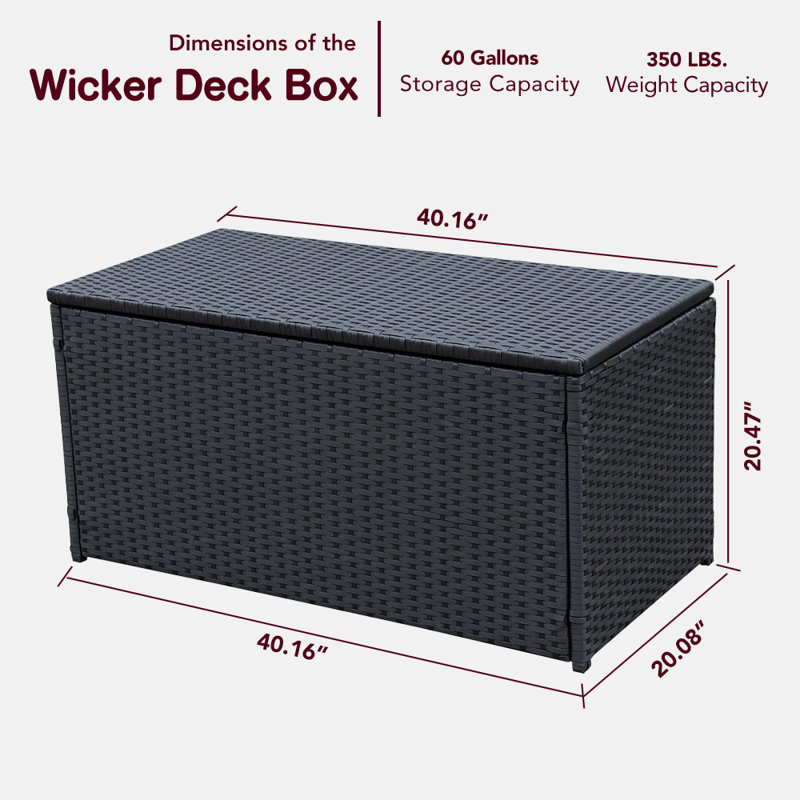 Sundale Outdoor 60 Gallons Gallon Wicker Deck Box in Black & Reviews ...