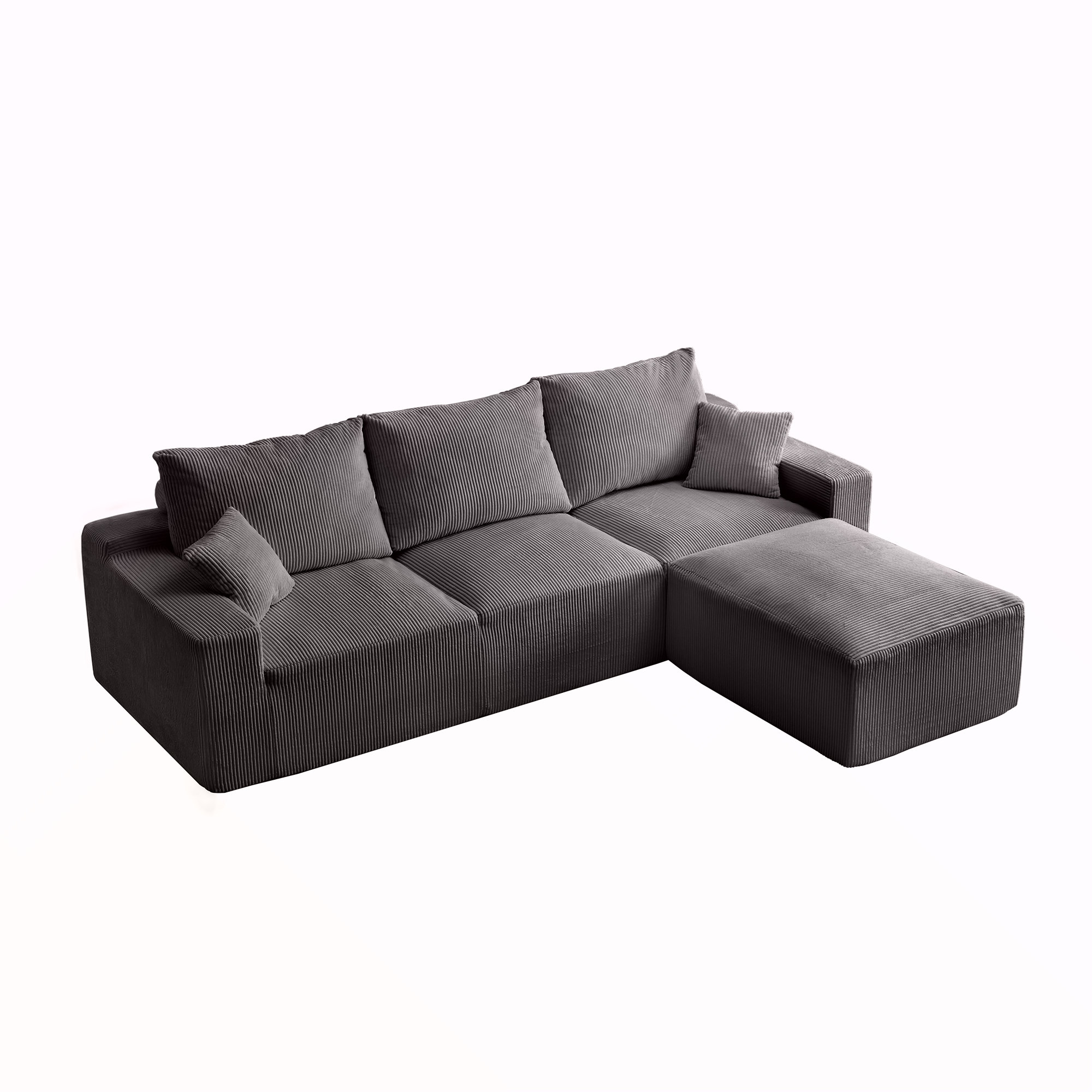 Mercer41 "110" L-Shaped Sectional Sofa, Full-Compression 3-Seater Cloud ...
