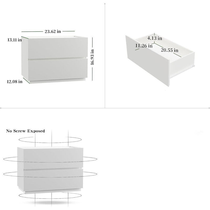 Orren Ellis 2 Drawer Multi-Purpose Storage Closet Cube Nightstand Sofa ...