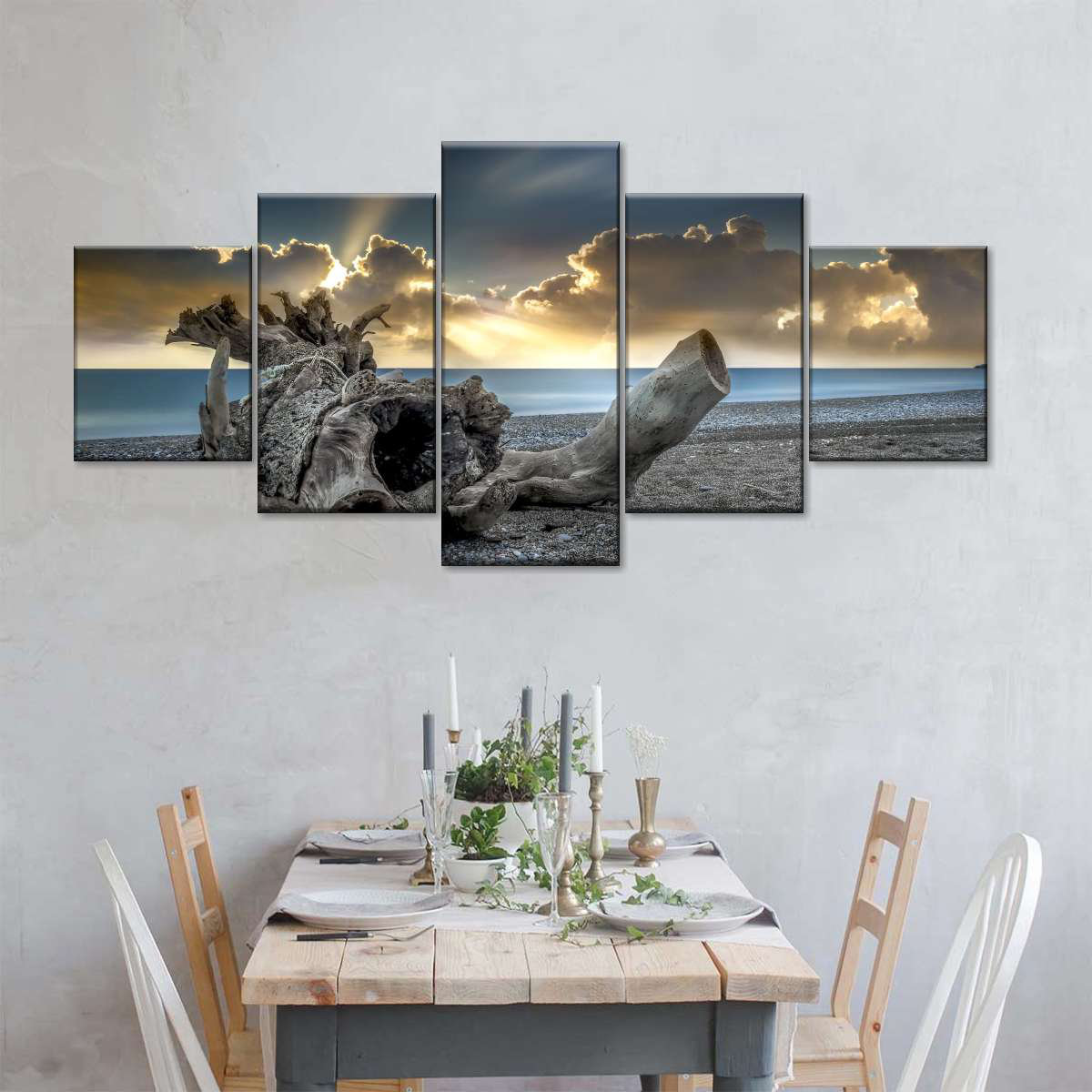Highland Dunes Rhodes Island Driftwood Wall Art Multi Piece Canvas ...