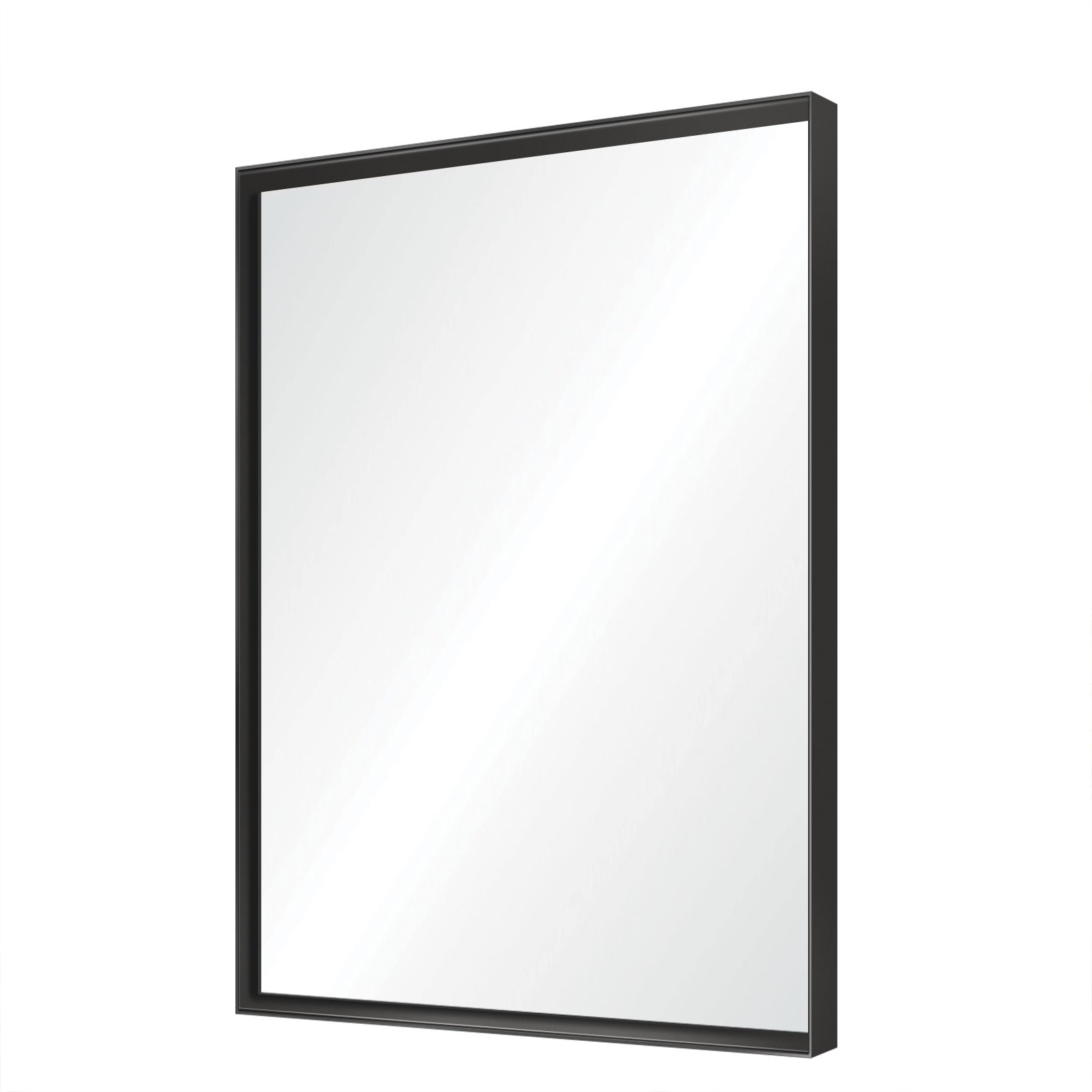 Latitude Run® Black Rectangular Bathroom Mirror Square Angle Metal ...