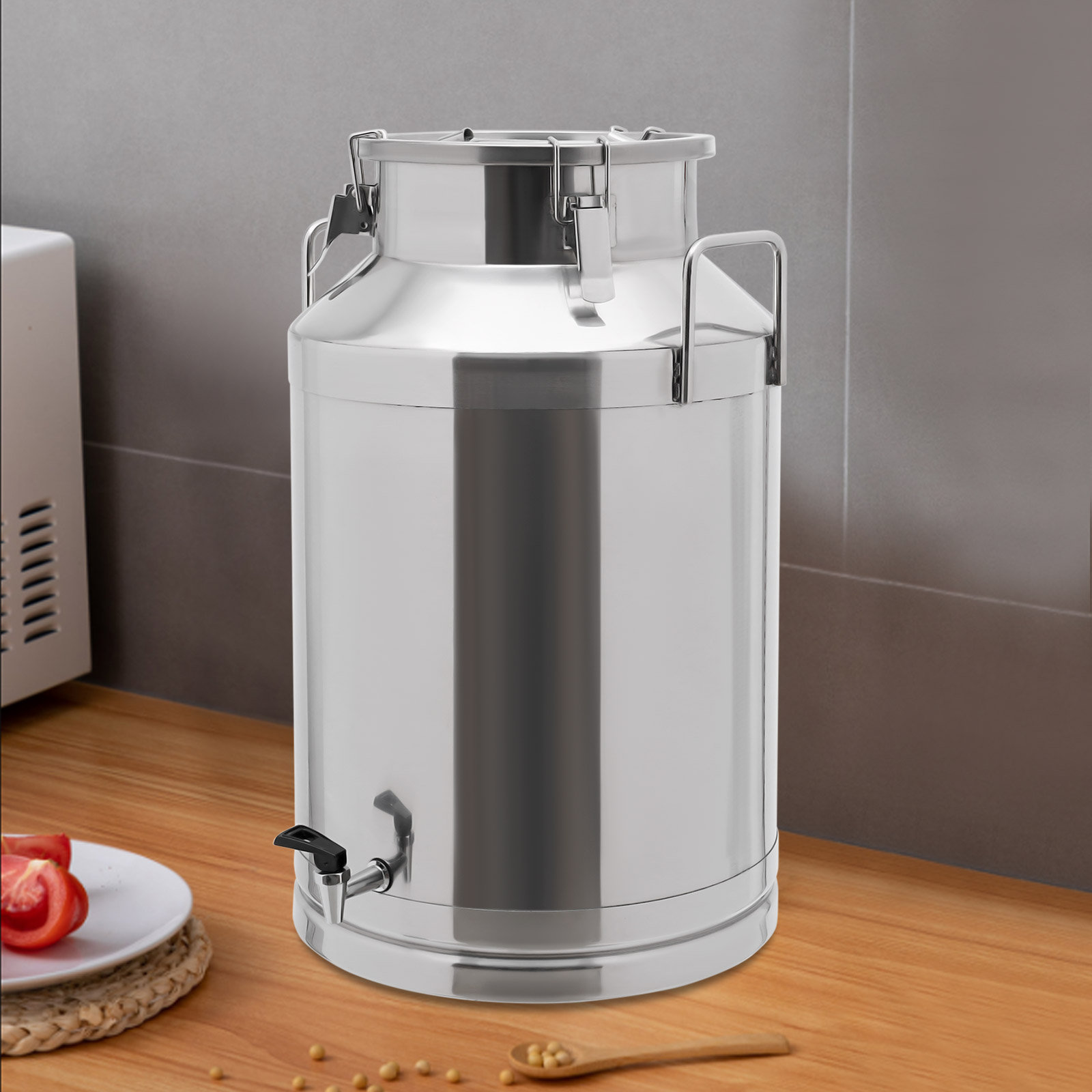 Prep & Savour Desaray 15.85Gal Stainless Steel Sealed Bucke Milk Can ...