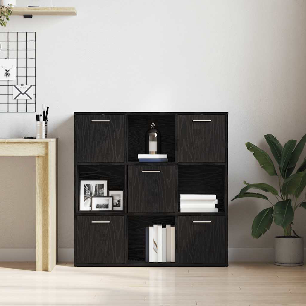 Latitude Run® Book Cabinet Black Oak 35.4X11.0X35.4" Engineered Wood ...