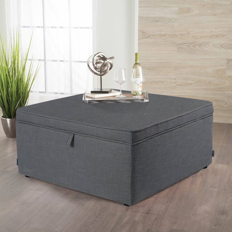 17 Stories Linen Upholstered Storage Ottoman Footstool | Wayfair.co.uk