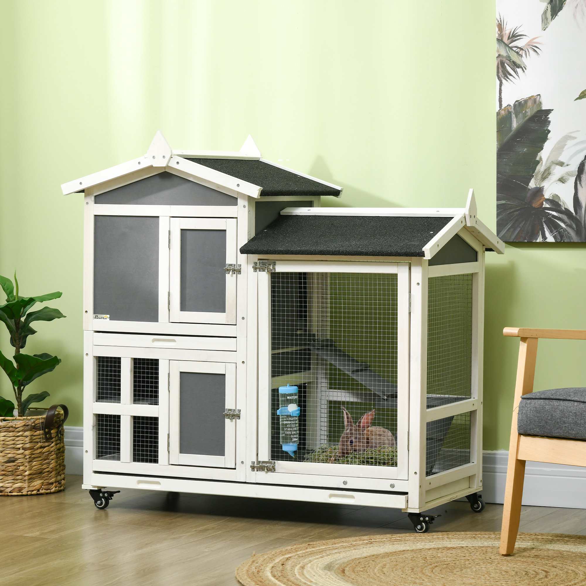 Tucker Murphy Pet™ 43" Indoor Rabbit Hutch With An Extra Hideout, 2 ...