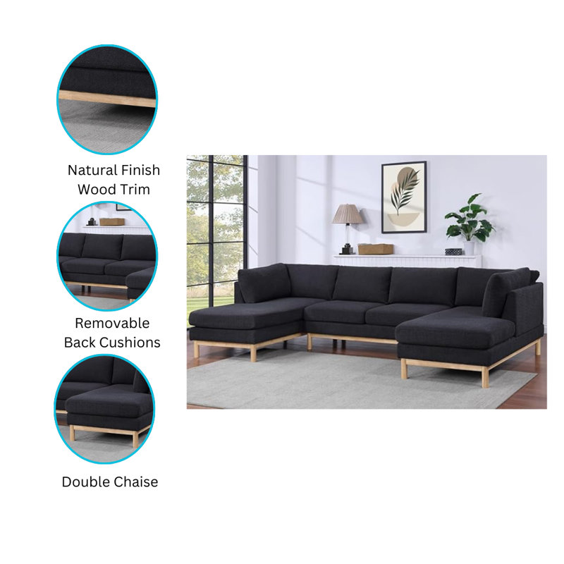 Latitude Run® Ryerio 124" Wide Double Chaise U-Shape Sectional Sofa ...