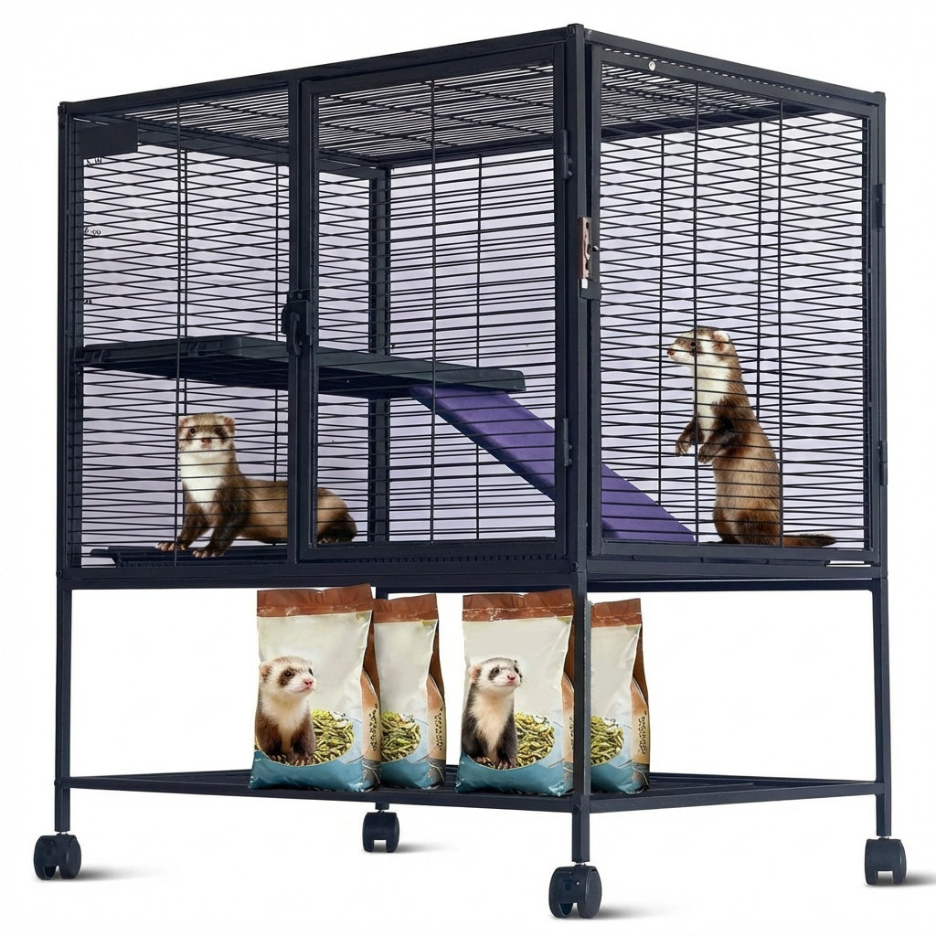 Qeetex 39 ''h Metal Cat Cage Multi-Level Ferret Cage for Small Animals ...