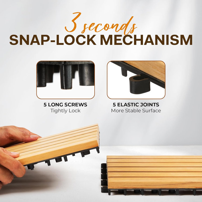 Bme Interlocking Teak Deck Tiles (Pack of 10) - 6 Slats | Wayfair