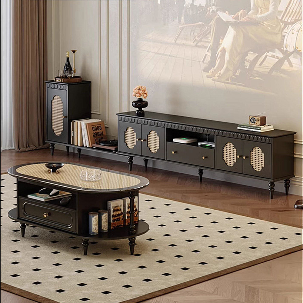 Bayou Breeze French retro retractable TV stand coffee table set | Wayfair