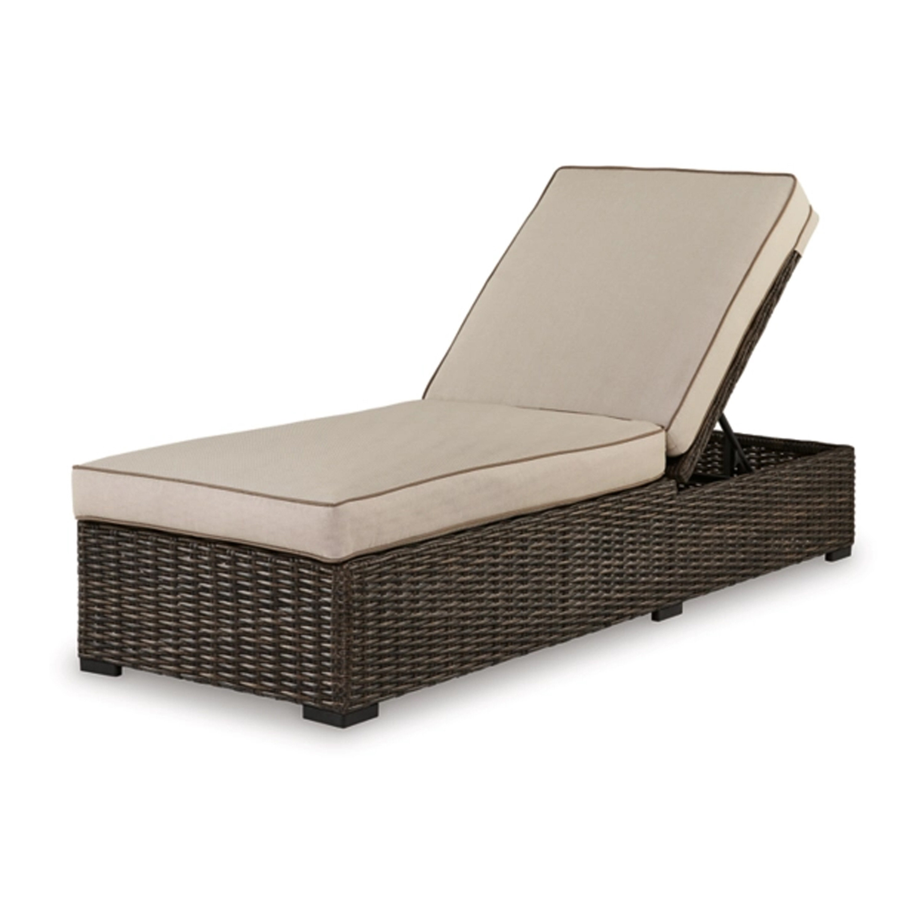 Latitude Run® Sadru 77 Inch Outdoor Chaise Lounger, Cushioned, Brown ...