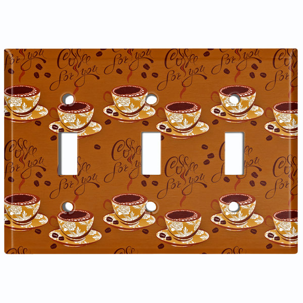 WorldAcc Metal Light Switch Plate Outlet Cover (Coffee Cups Dark Brown ...