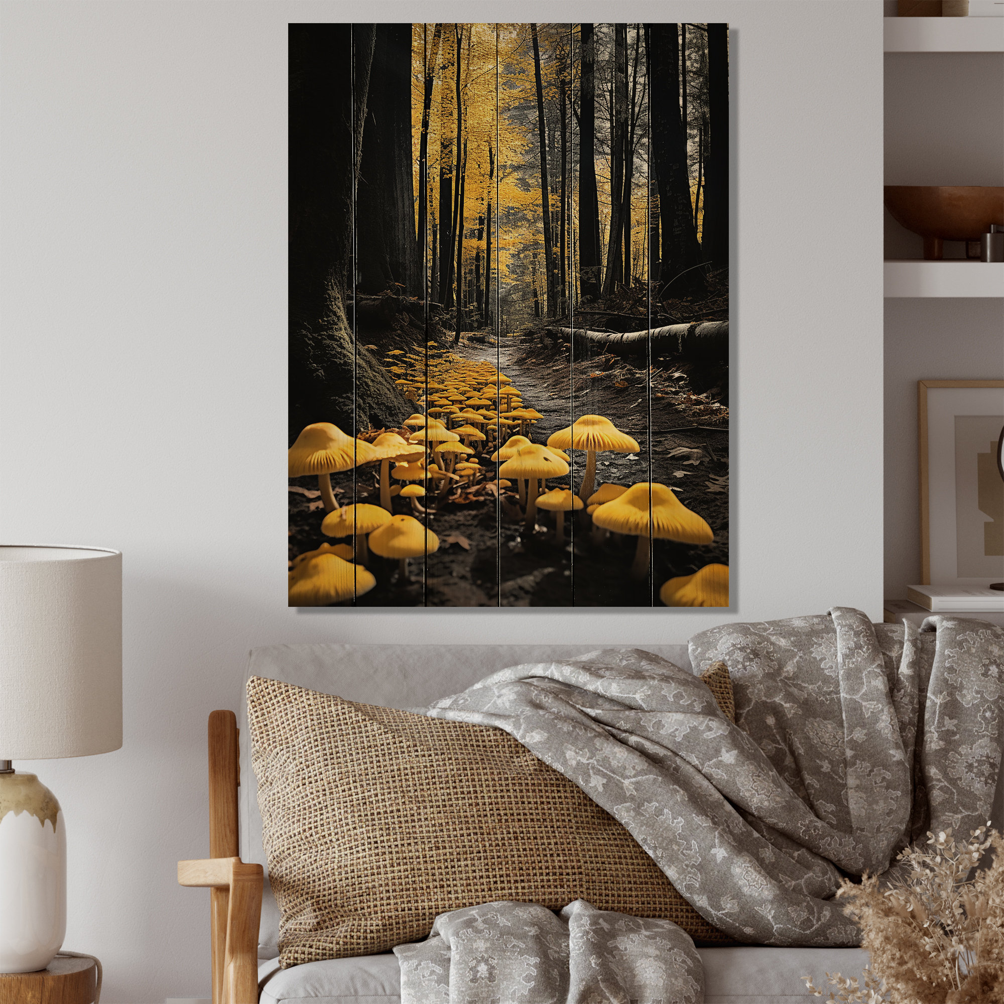 Latitude Run® Yellow And Black Forest Path I - Landscape & Nature Print ...