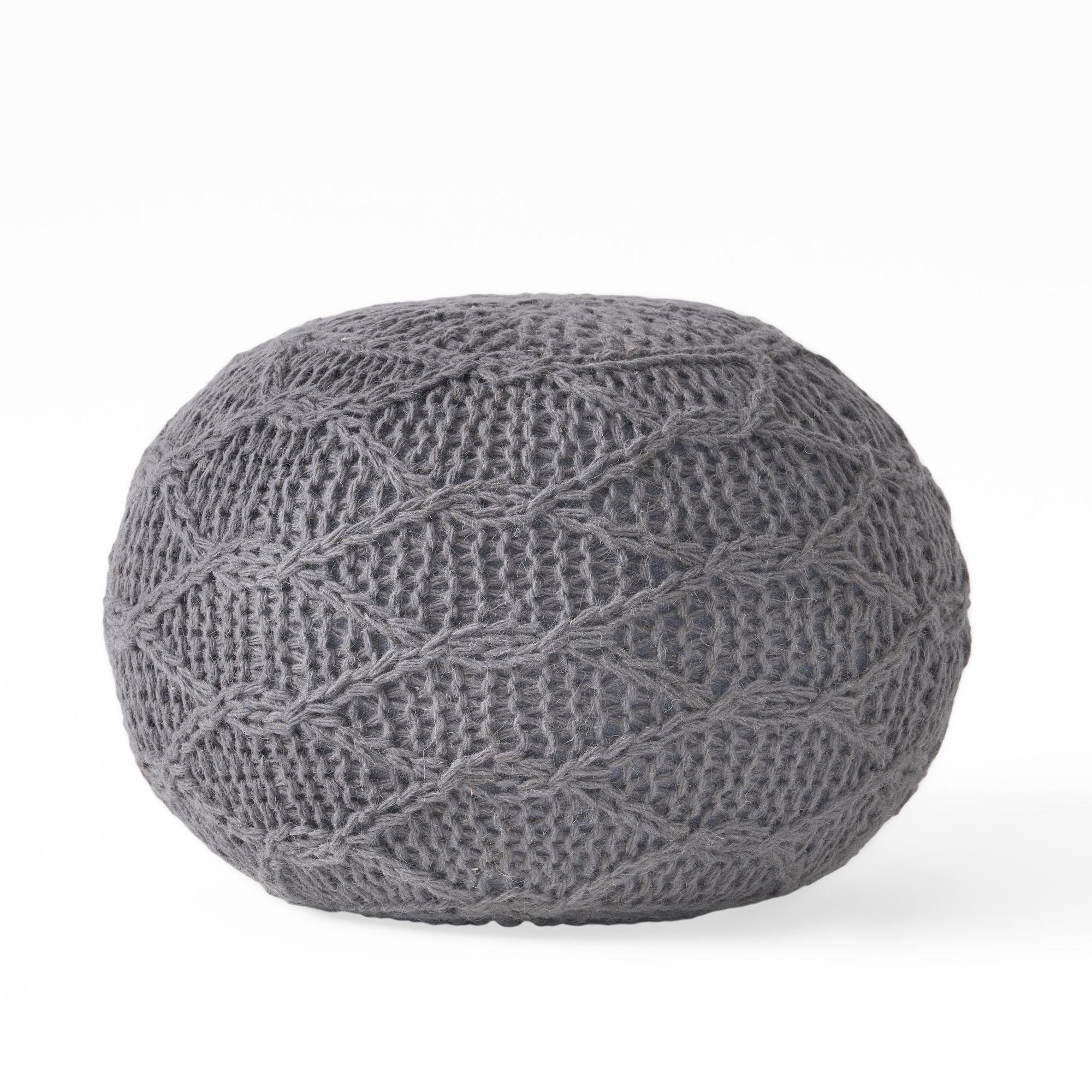 Dakota Fields Malibu Knitted Wool 20 x 20 Round Pouf | Wayfair