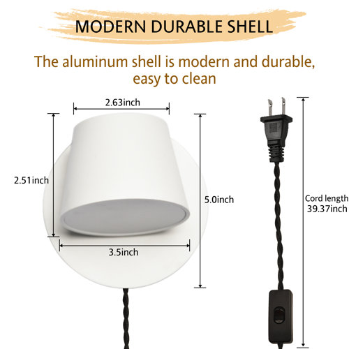 Wrought Studio Charlote Directional Led Armed Sconce Plug-in Adjustable ...