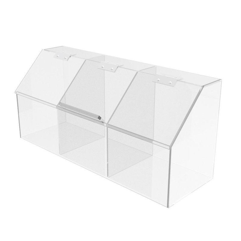 Prep & Savour Plaxiglass Clear Acrylic 3 Compartment Toppings Bin 15.5 ...