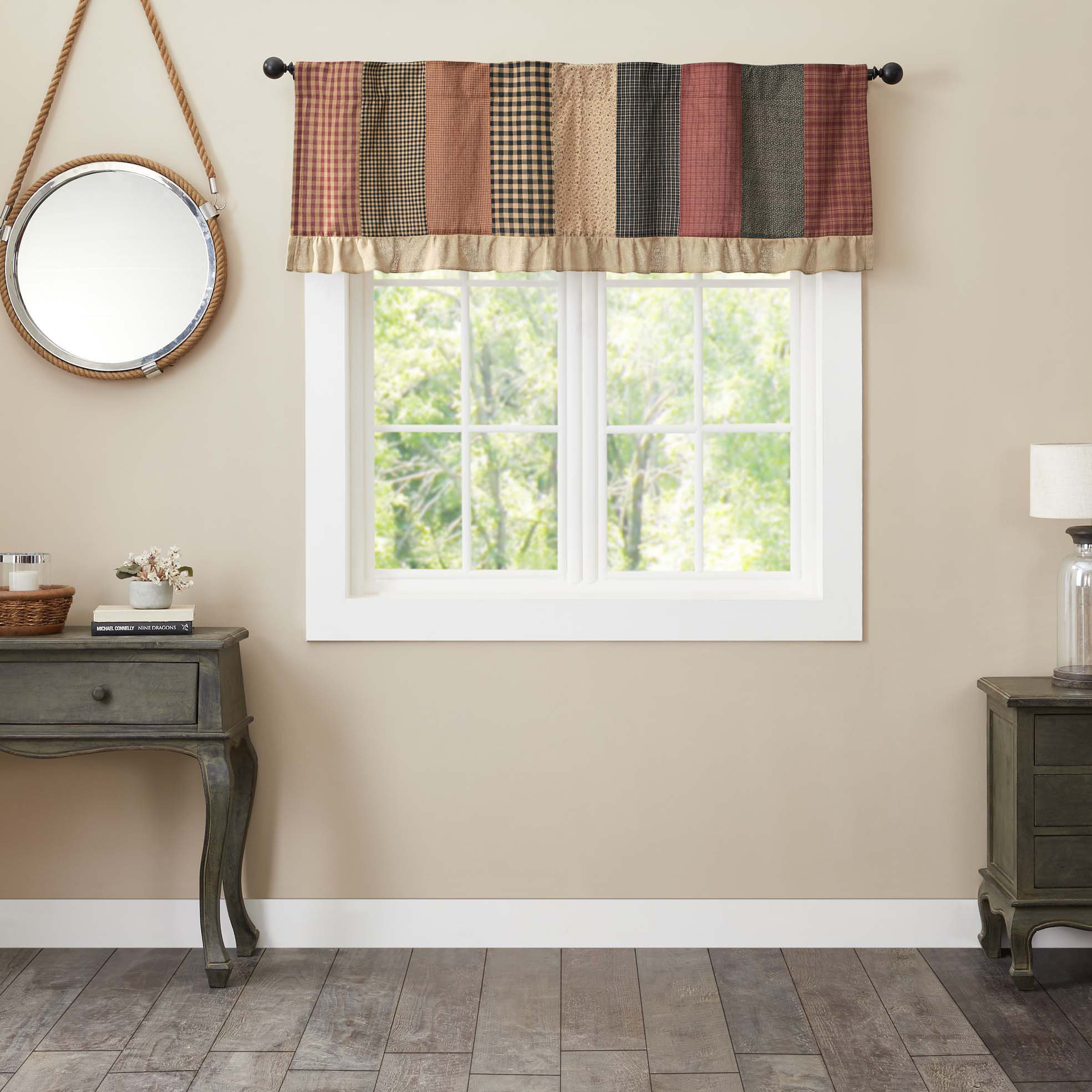 August Grove® Hawtrey Patchwork Cotton Tailored Window Valance in ...