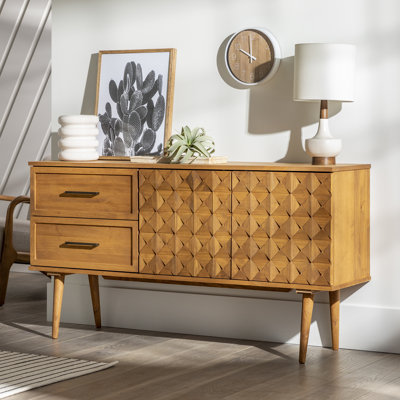 Union Rustic Westra Mid-Century Modern Mango Wood 3 Drawer Sideboard ...