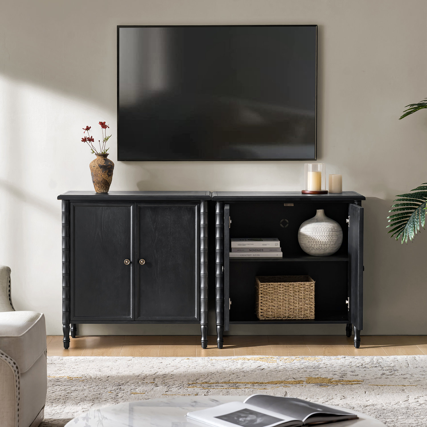 Alcott Hill Guntor 2-Door Transitional Storage Curved Cabinet with ...