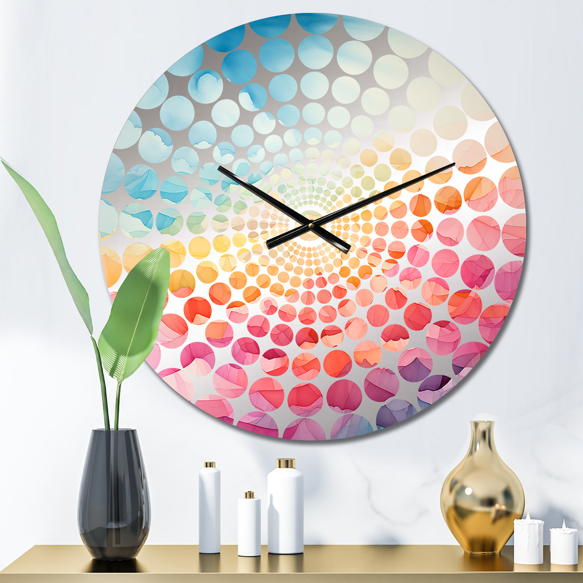DesignArt Aurora Borealis Minimalism Charm - Aurora Borealis Wall Clock ...