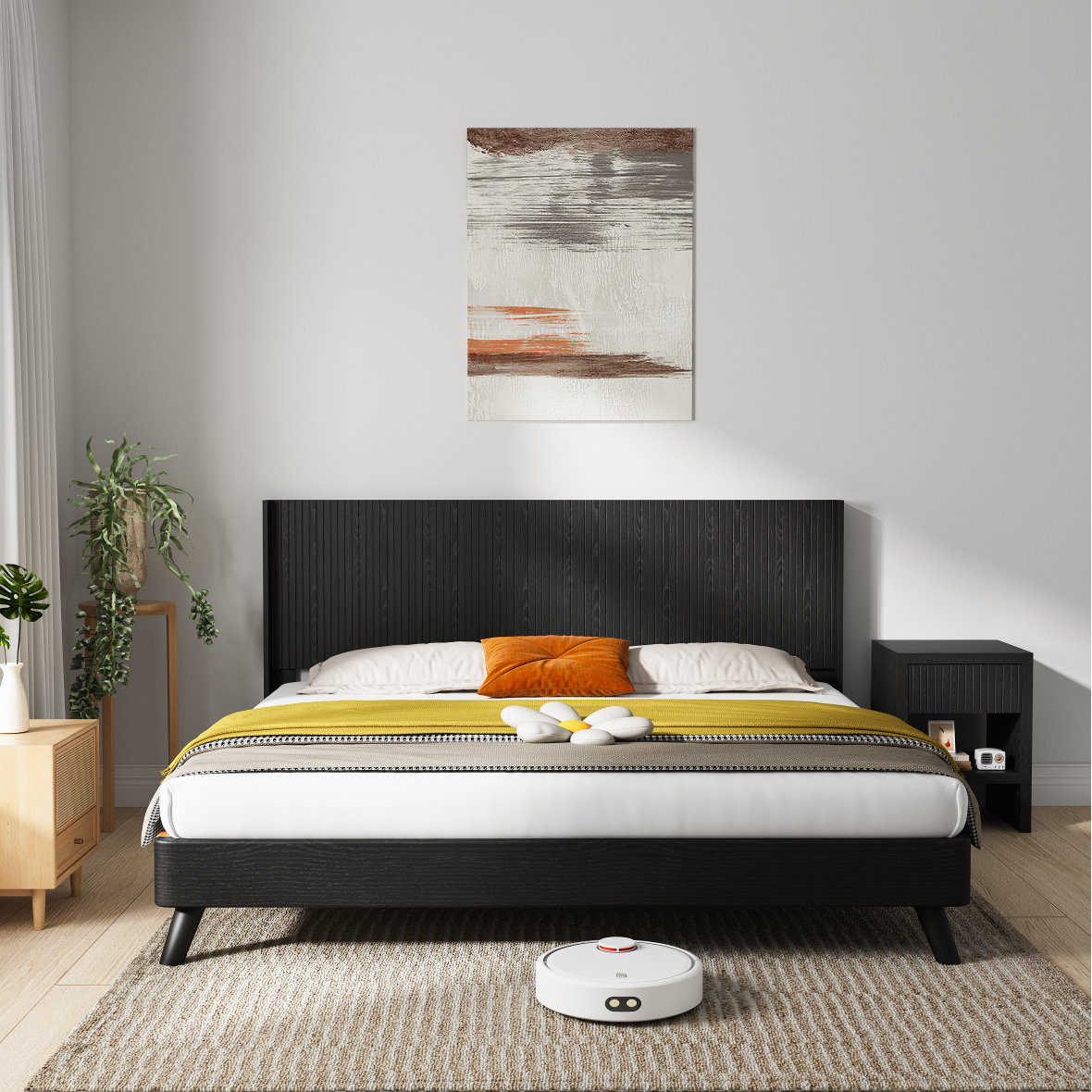 Millwood Pines Wood Headboard Queen Size, 64.4" Wide Wooden Queen ...