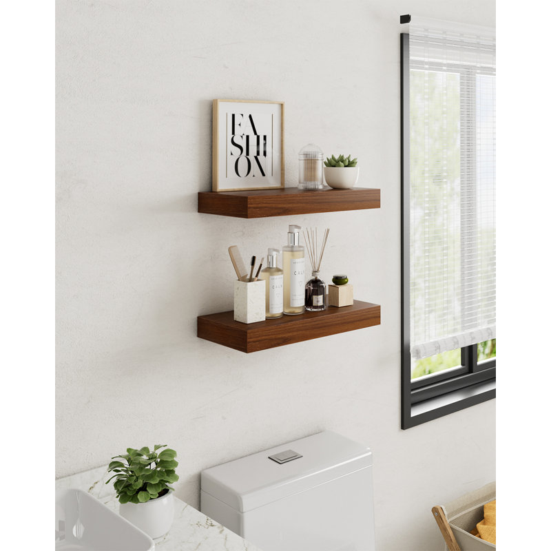 Millwood Pines Earnhardt Painted Wood Floating Shelves, Bathroom Wall ...