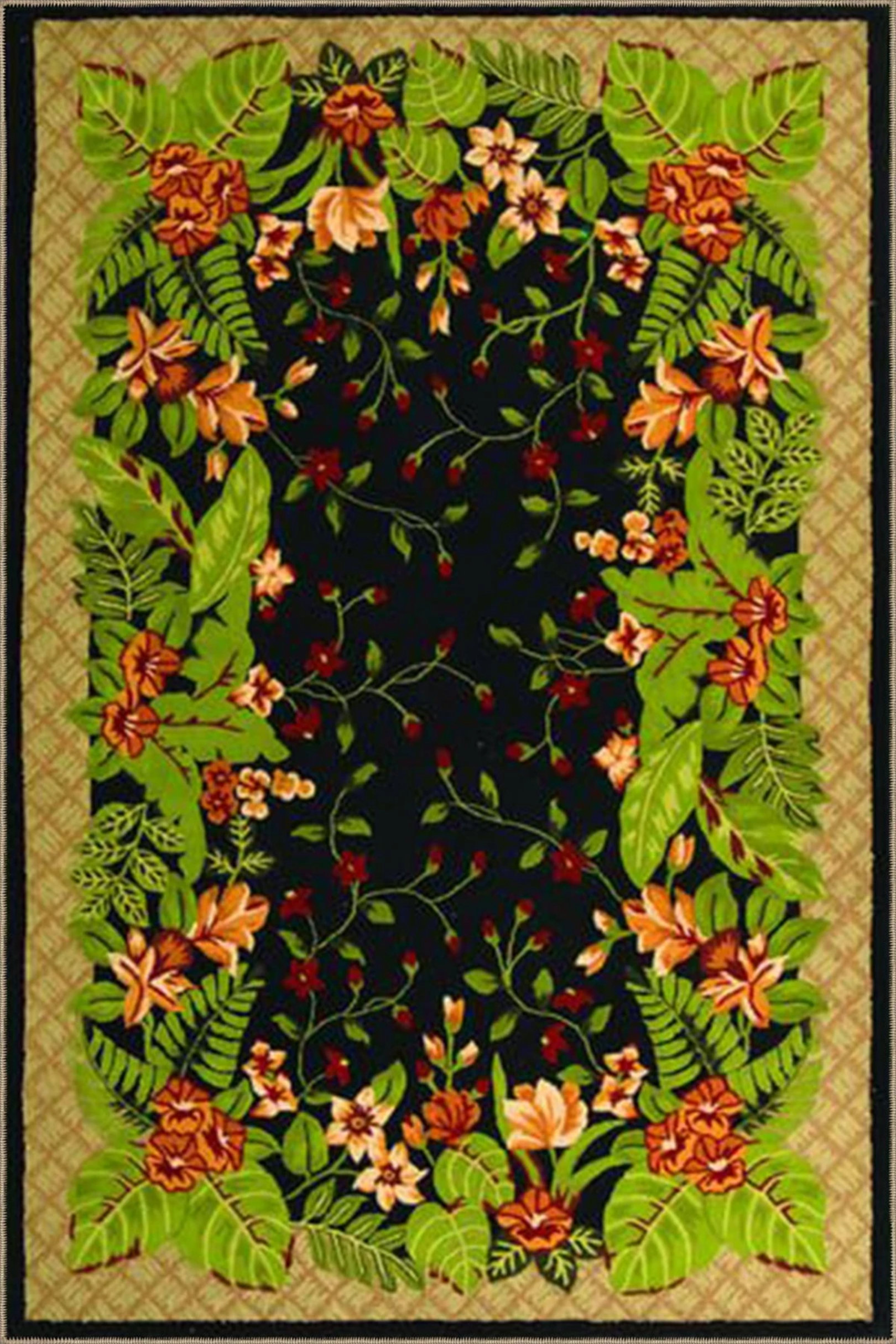 East Urban Home Green Leaf Patterned Woven Floor Carpet | Wayfair