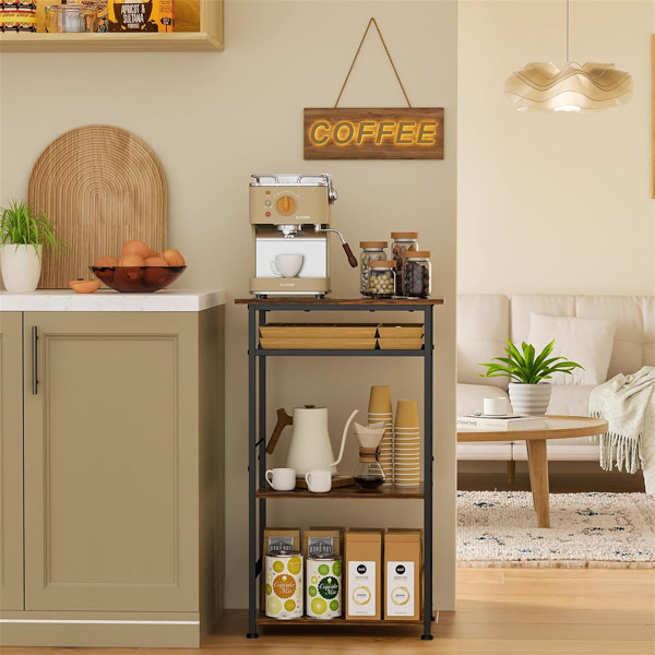 EXEBIL Coffee Bar Station, 3-Tier Small Coffee Stand Station with ...