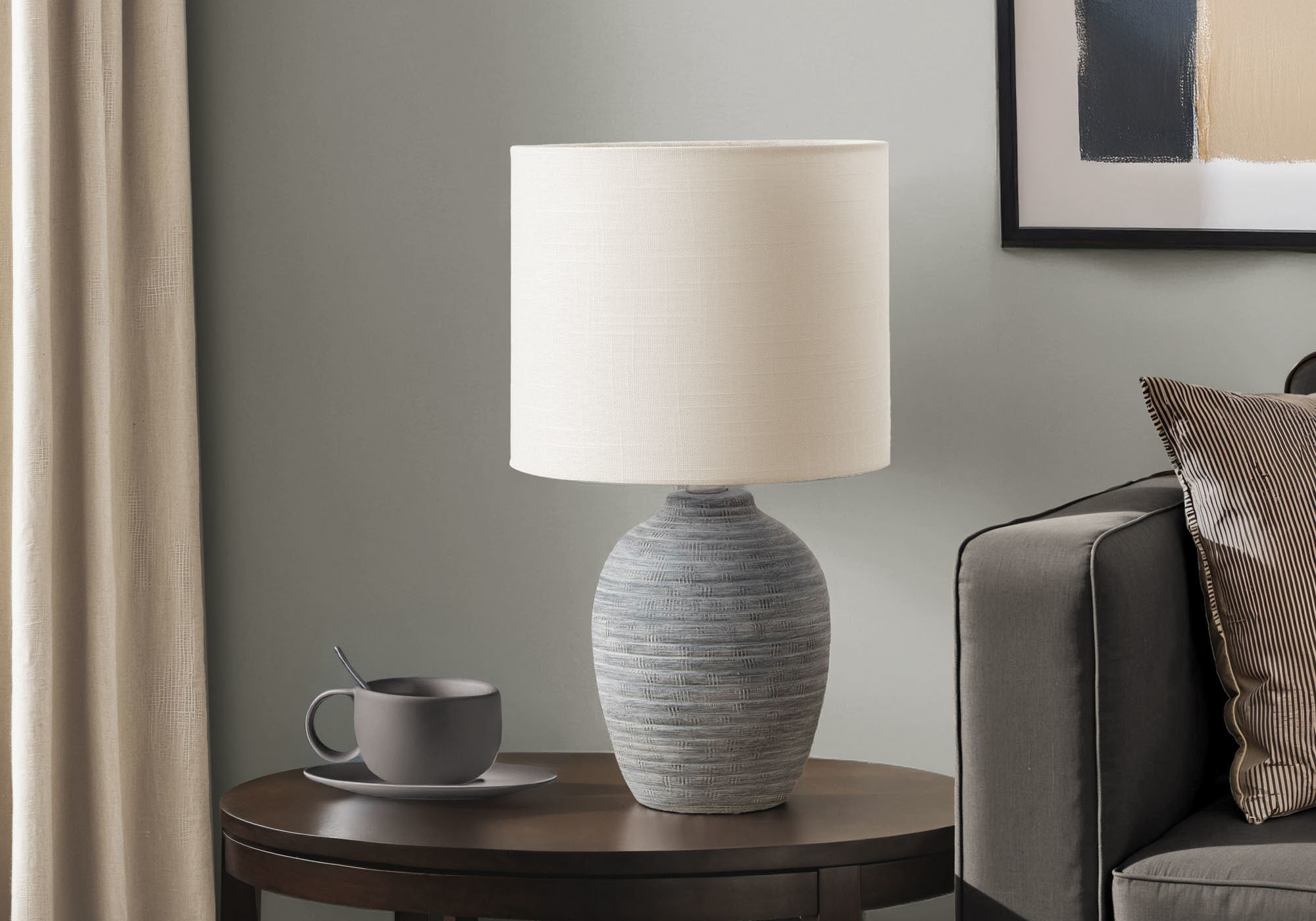 August Grove® Lighting, 17"h, Table Lamp, Ceramic, Ivory / Cream Shade ...