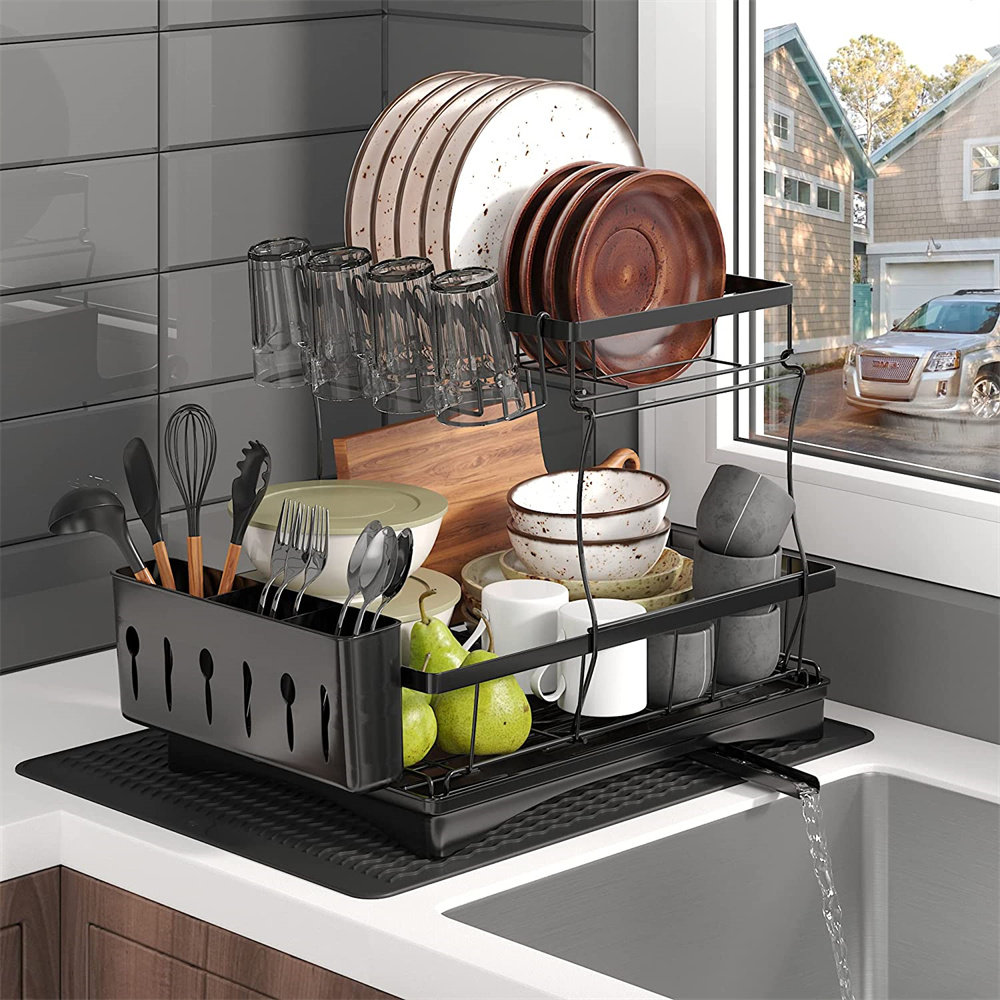 YITAHOME Multifunctional Stainless Steel 2 Tier Dish Rack | Wayfair
