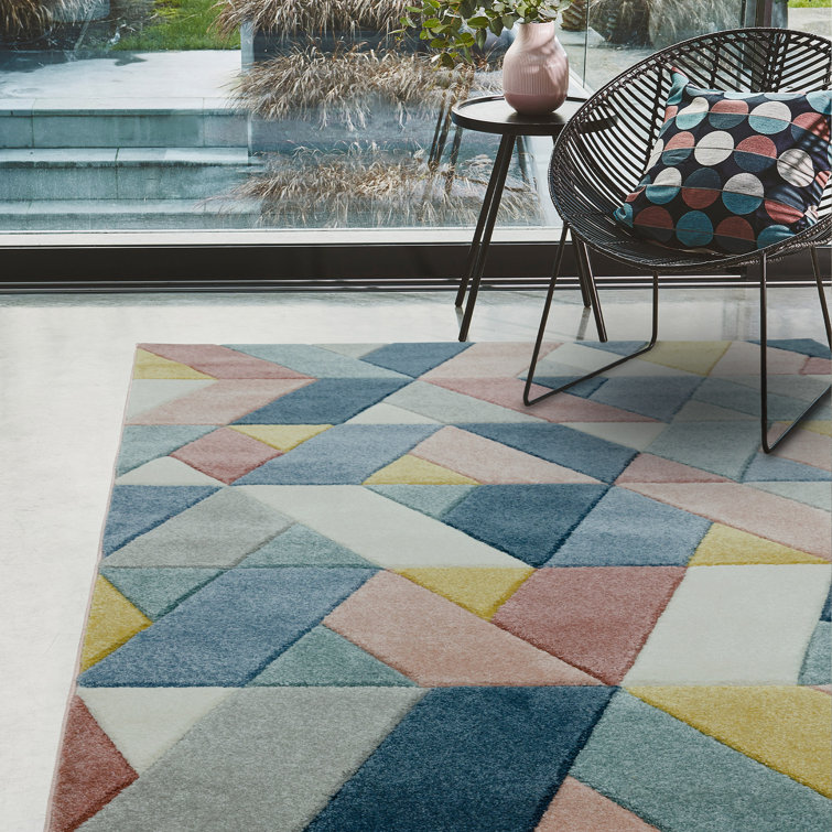 Ebern Designs Sanjuan Rhombus Blue/Pink/Yellow Rug & Reviews | Wayfair ...