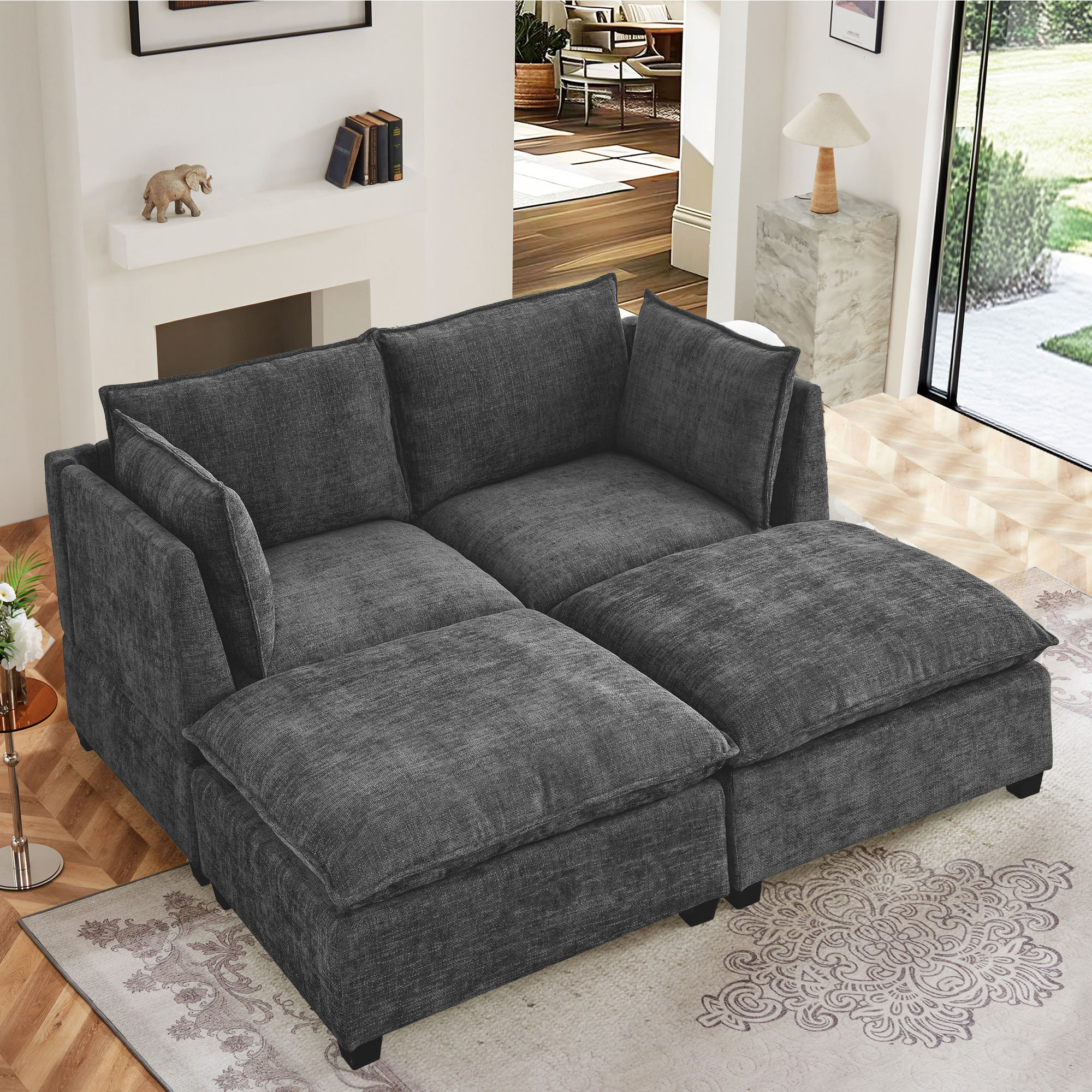 Wade Logan® Wauseon 70"W Modular Chenille LAF RAF Sectional, Loveseat ...