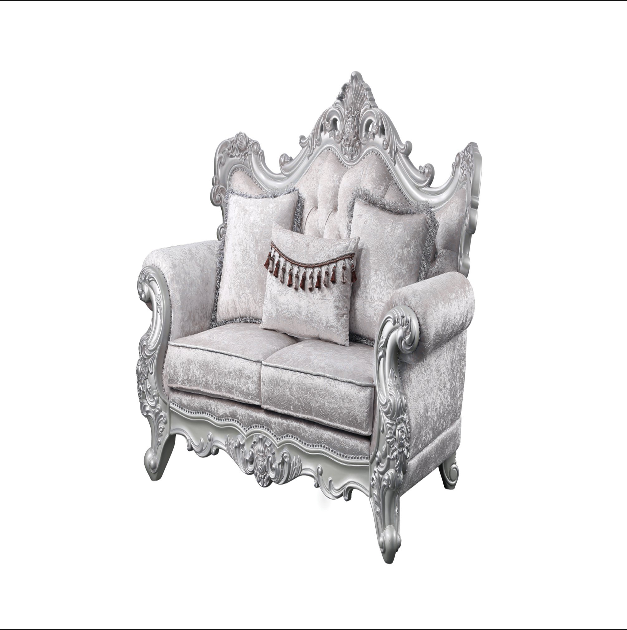 Astoria Grand Melrose Traditional Loveseat Champagne With Silver Brush ...