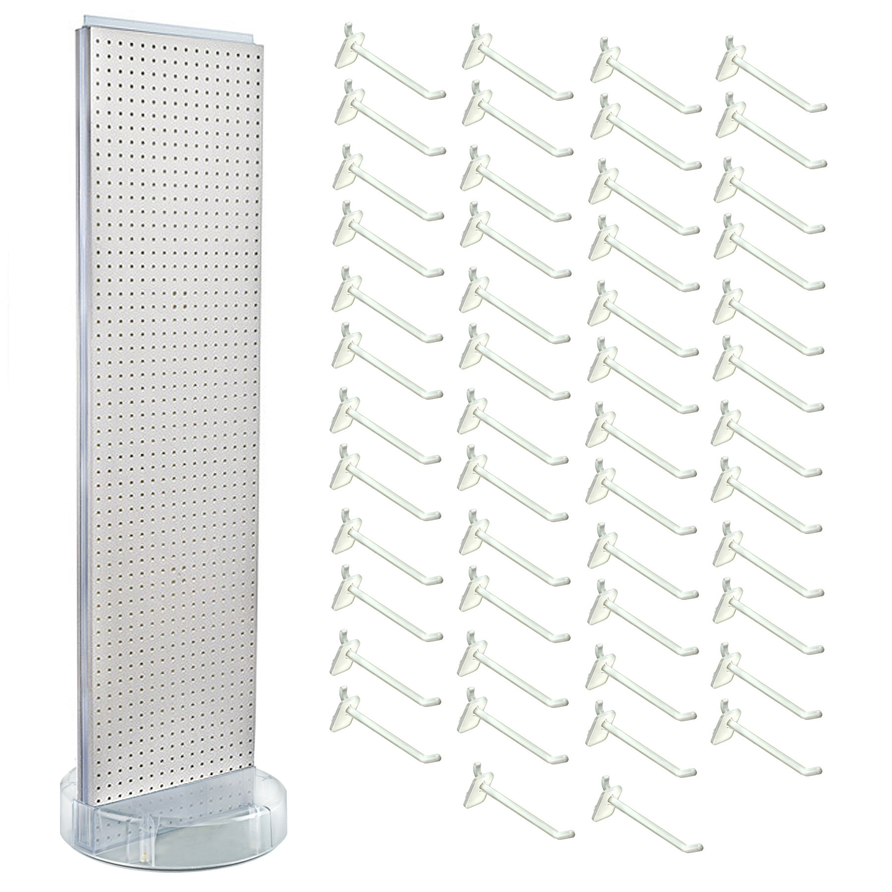 Azar Displays White Two-sided Pegboard Floor Display On Revolving ...
