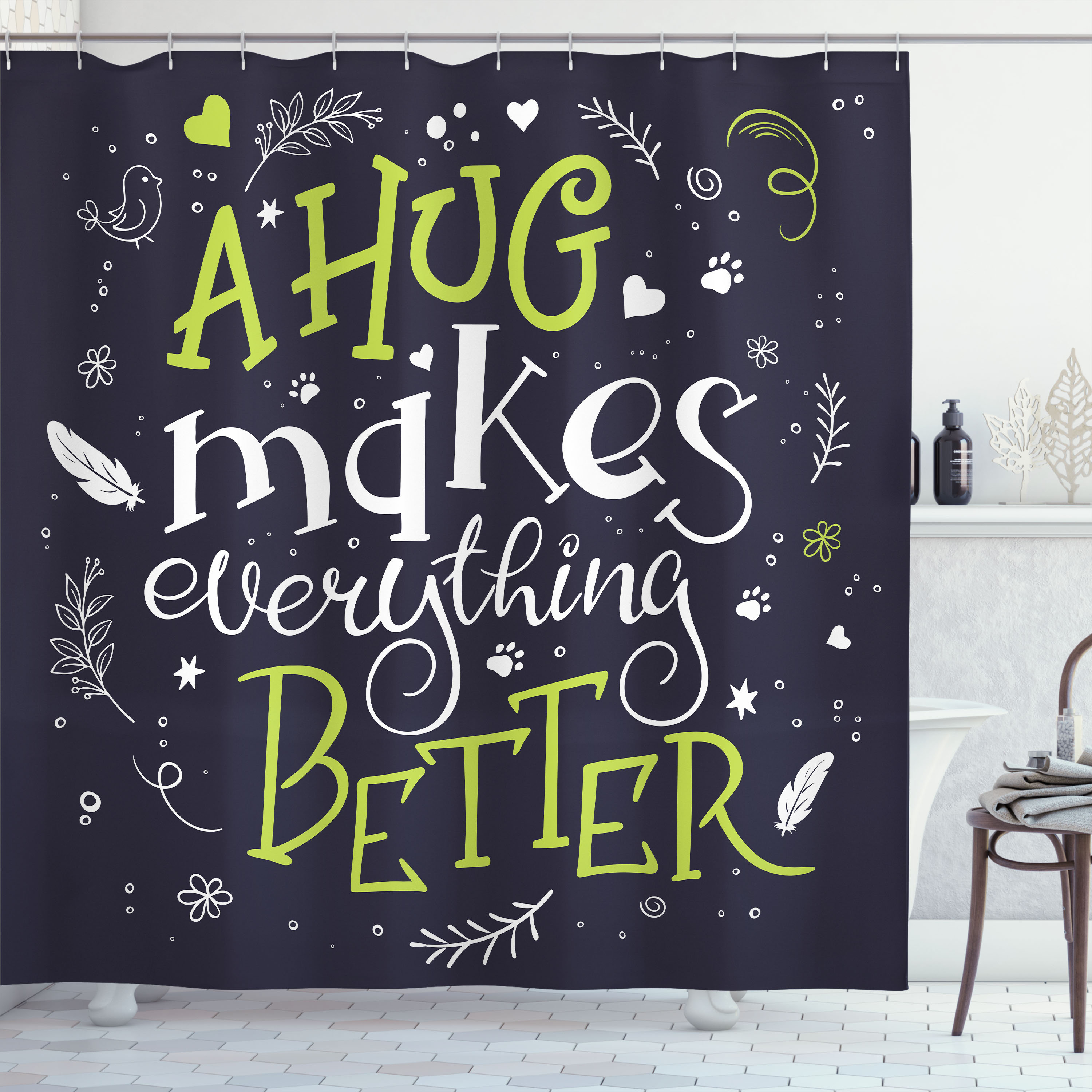 East Urban Home Hug Shower Curtain Hug Makes Everything Better Purple ...