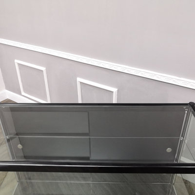 FixtureDisplays Black Aluminum Showcase Full Vision 48 Inch Frame Shelf ...