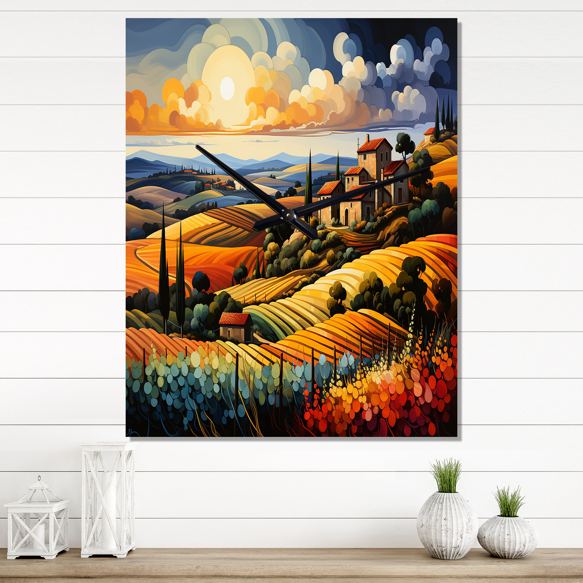Design Art Italy Tuscan Vineyards V - Italy Wall Clocks | Wayfair