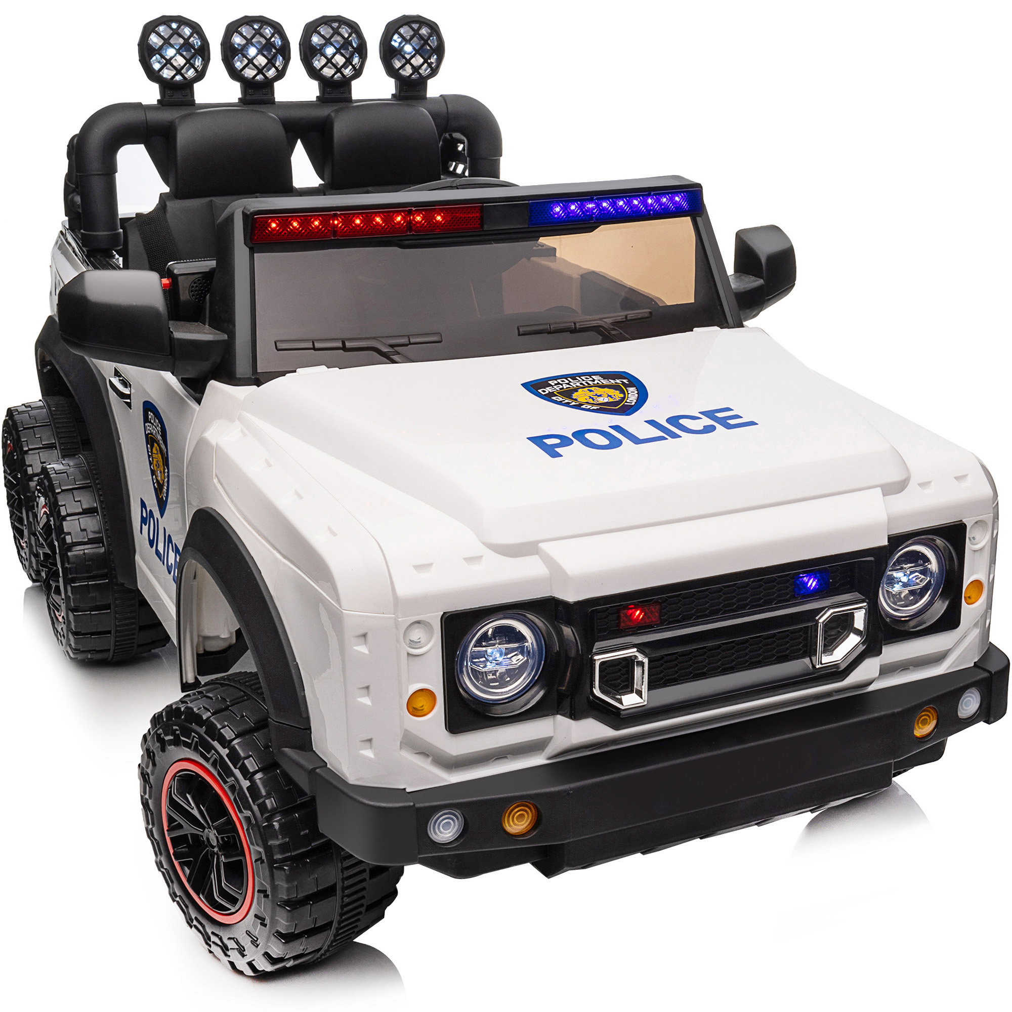 Outfunny 24V 4WD Ride on Police Car, Kids Ride on Toy Truck with Remote ...