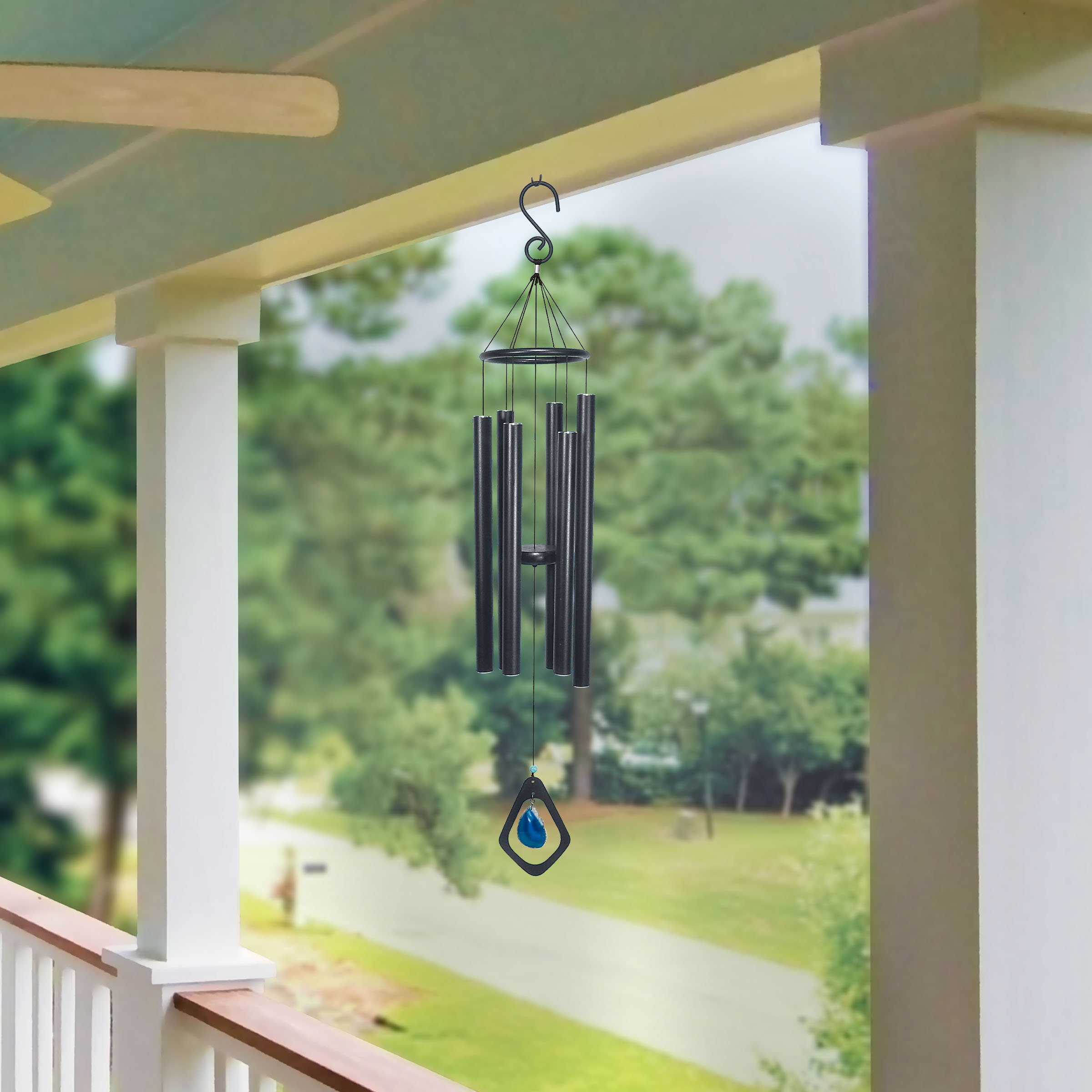 Arlmont & Co. 39"H Outdoor Metal Tuned Wind Chime with Gemstone | Wayfair