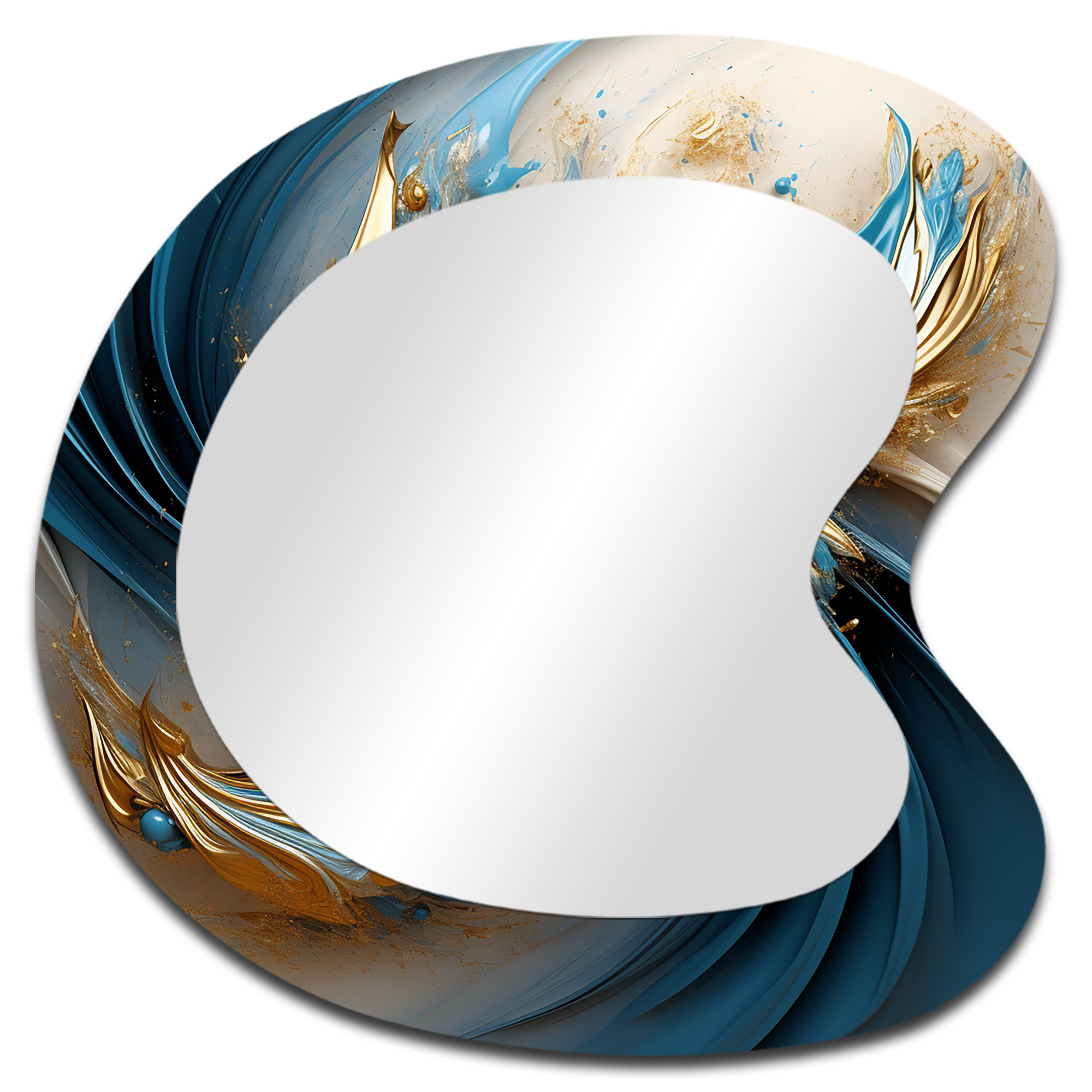 Ivy Bronx Michelle Blossoming Tide Turquoise Bliss - Waves Asymmetrical ...